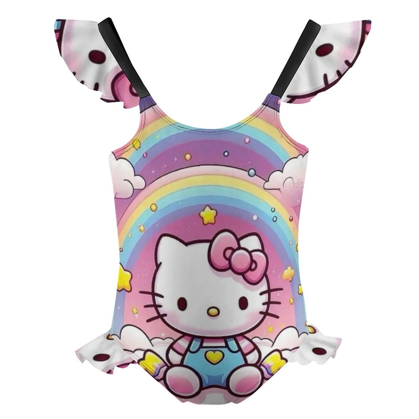 Hello Kitty swimsuit for Girl Cute Teen Girls One Piece Ruffle Trim ...