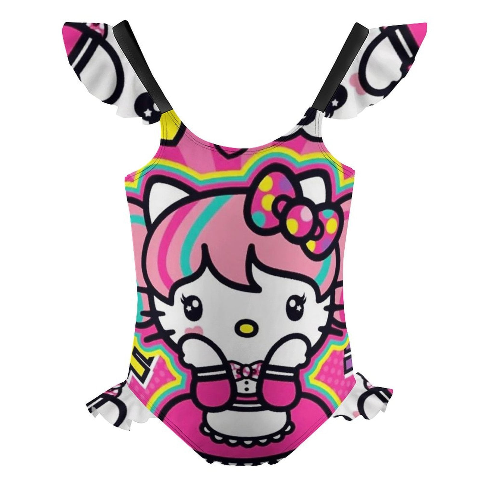 Hello Kitty swimsuit for Girl Cute Teen Girls One Piece Ruffle Trim Bathing Suits Hello Kitty ...