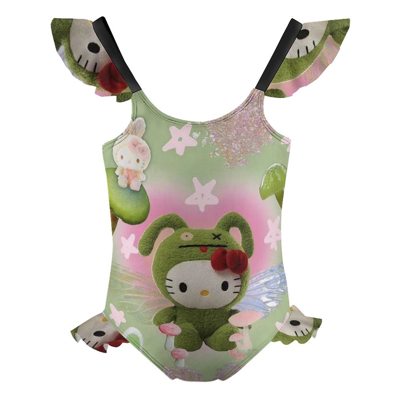Hello Kitty swimsuit for Girl Cute Teen Girls One Piece Ruffle Trim ...