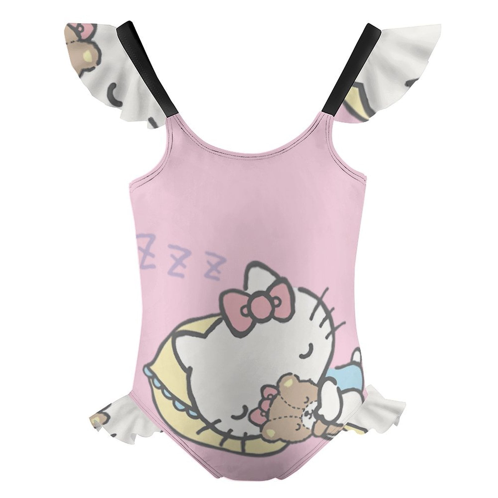Hello Kitty swimsuit for Girl Cute Teen Girls One Piece Ruffle Trim Bathing Suits Hello Kitty ...
