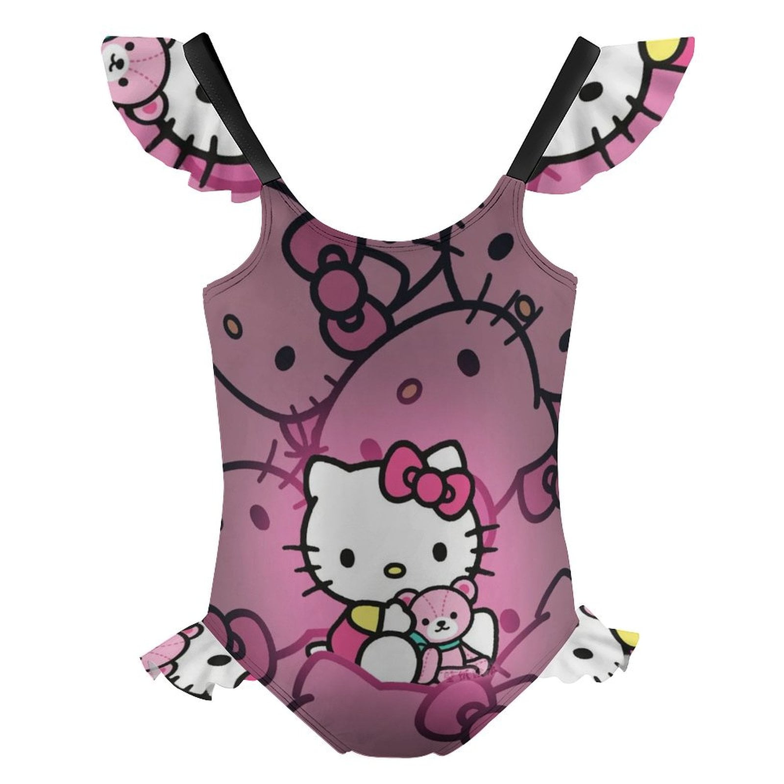 Hello Kitty Swimsuit For Girl Cute Teen Girls One Piece Ruffle Trim 1146