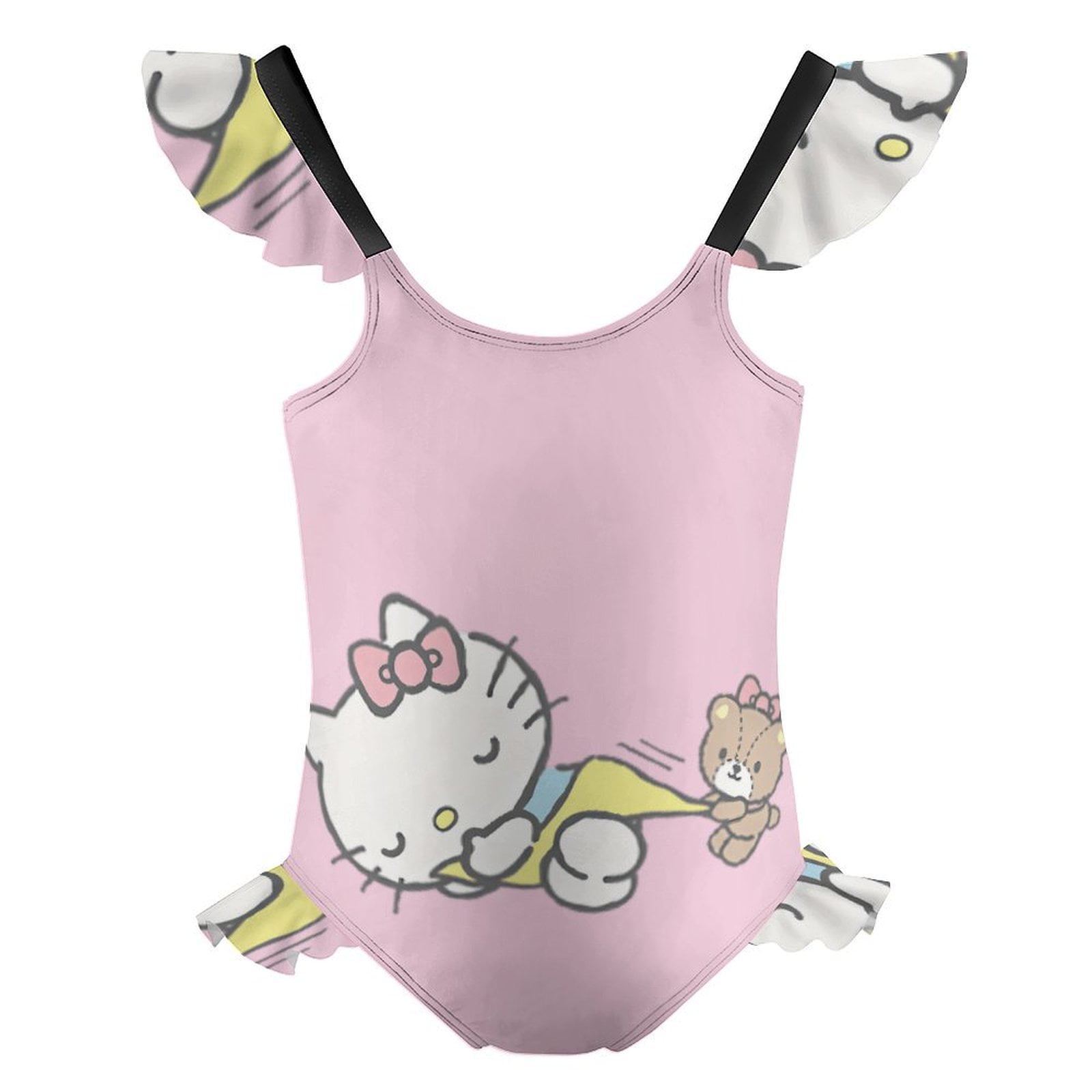 Hello Kitty swimsuit for Girl Cute Teen Girls One Piece Ruffle Trim ...