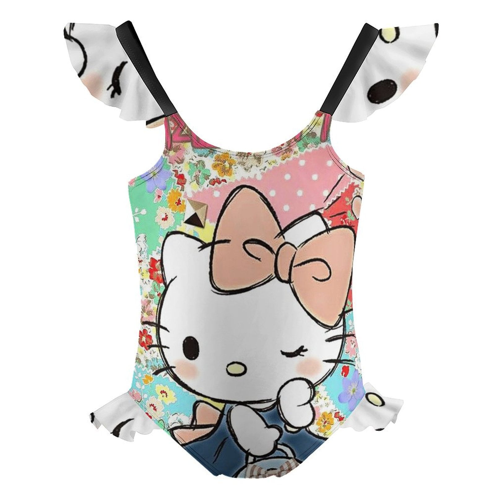 Hello Kitty swimsuit for Girl Cute Teen Girls One Piece Ruffle Trim ...