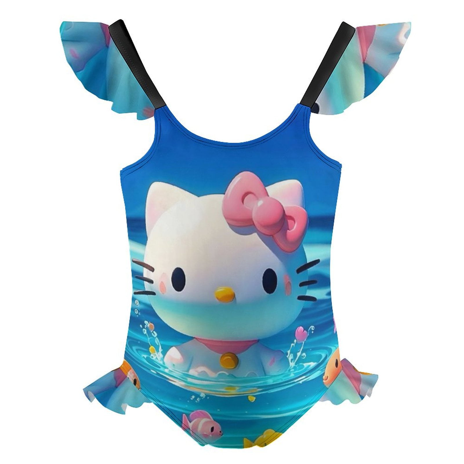 Hello Kitty swimsuit for Girl Cute Teen Girls One Piece Ruffle Trim ...
