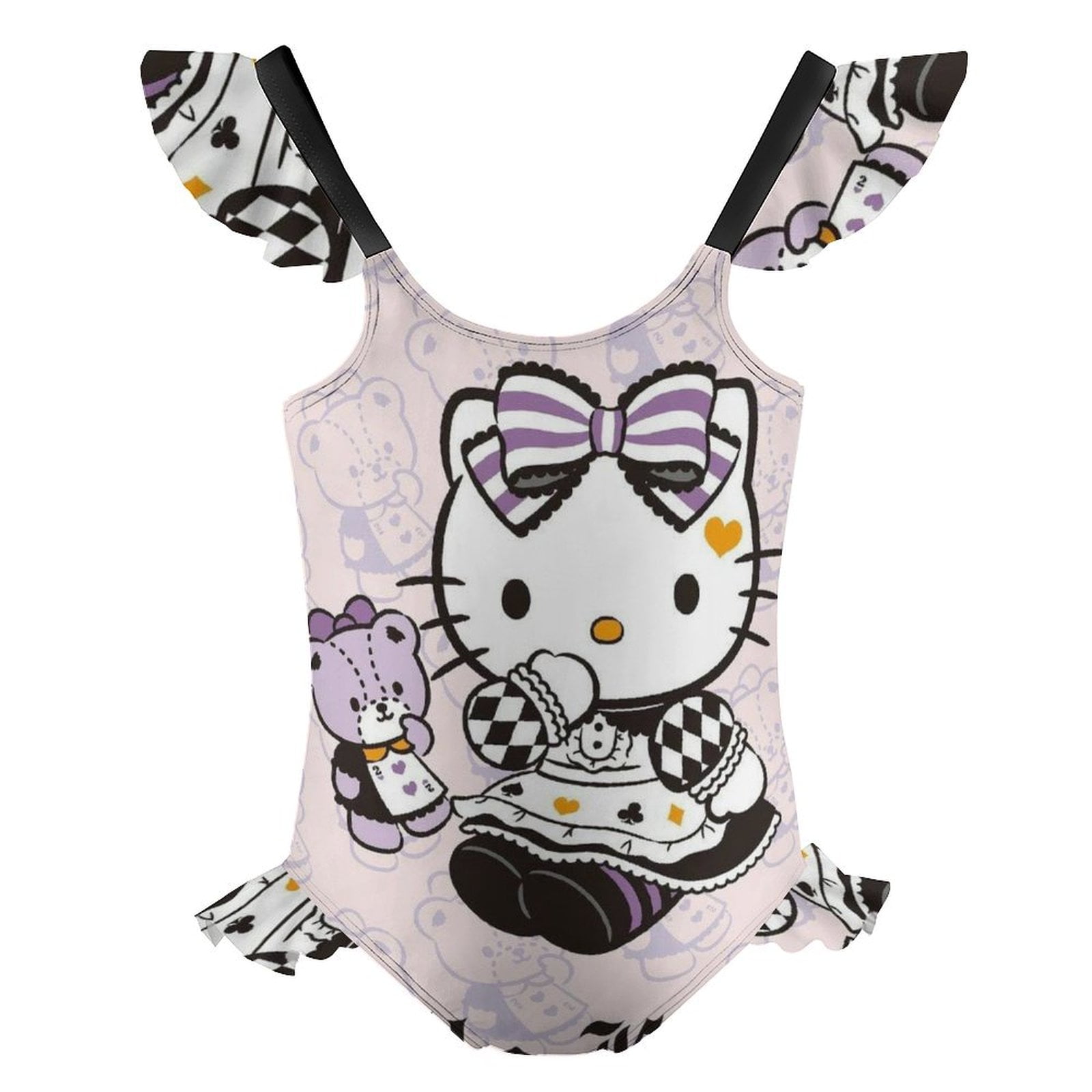 Hello Kitty swimsuit for Girl Cute Teen Girls One Piece Ruffle Trim ...
