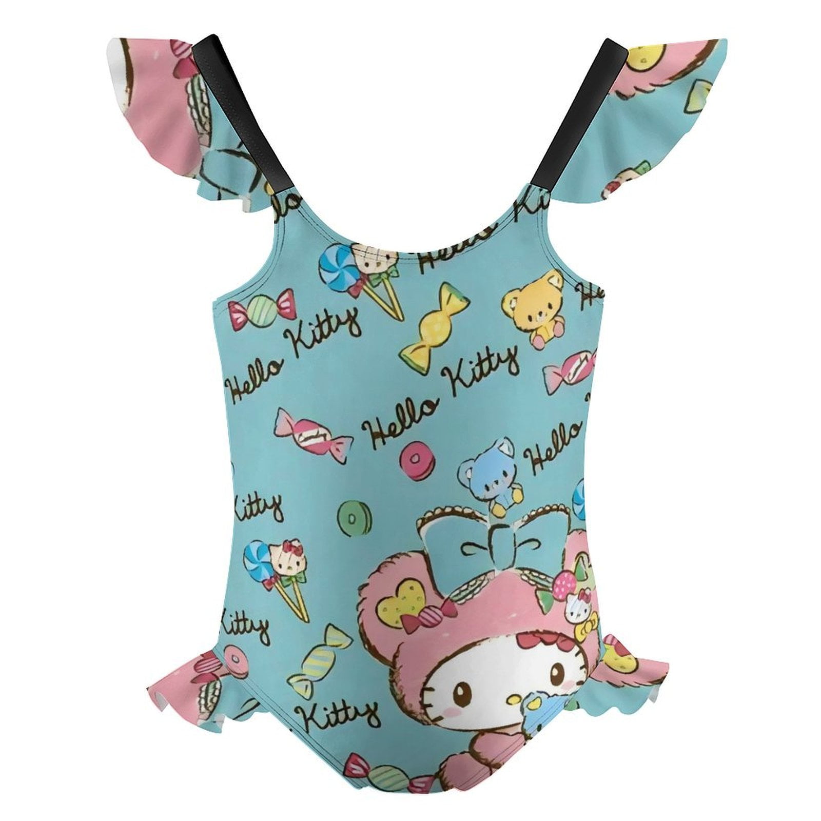 Hello Kitty swimsuit for Girl Cute Teen Girls One Piece Ruffle Trim ...