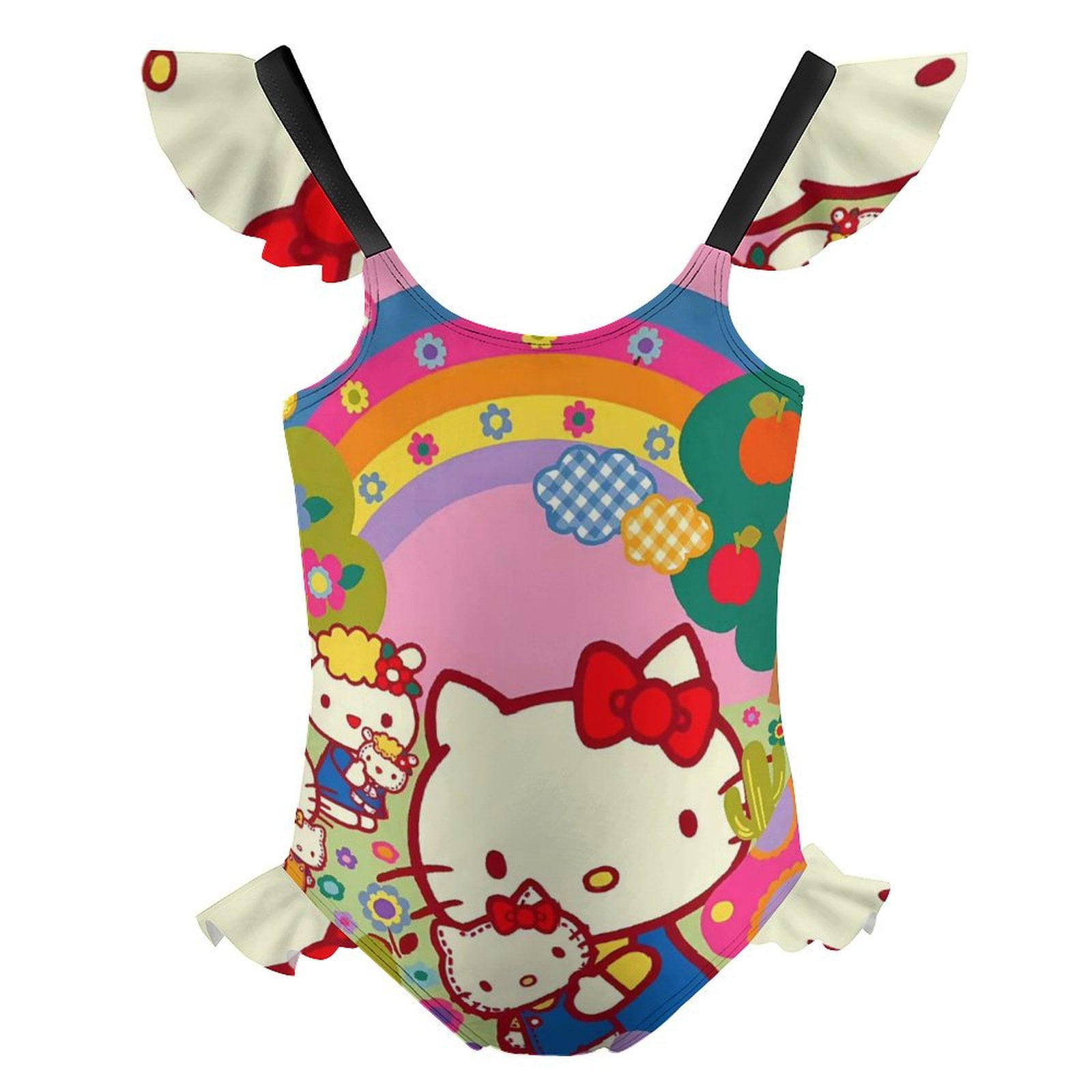 Hello Kitty swimsuit for Girl Cute Teen Girls One Piece Ruffle Trim ...
