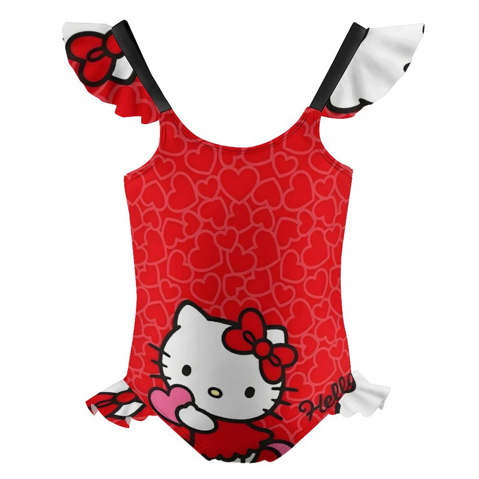 Hello Kitty swimsuit for Girl Cute Teen Girls One Piece Ruffle Trim ...