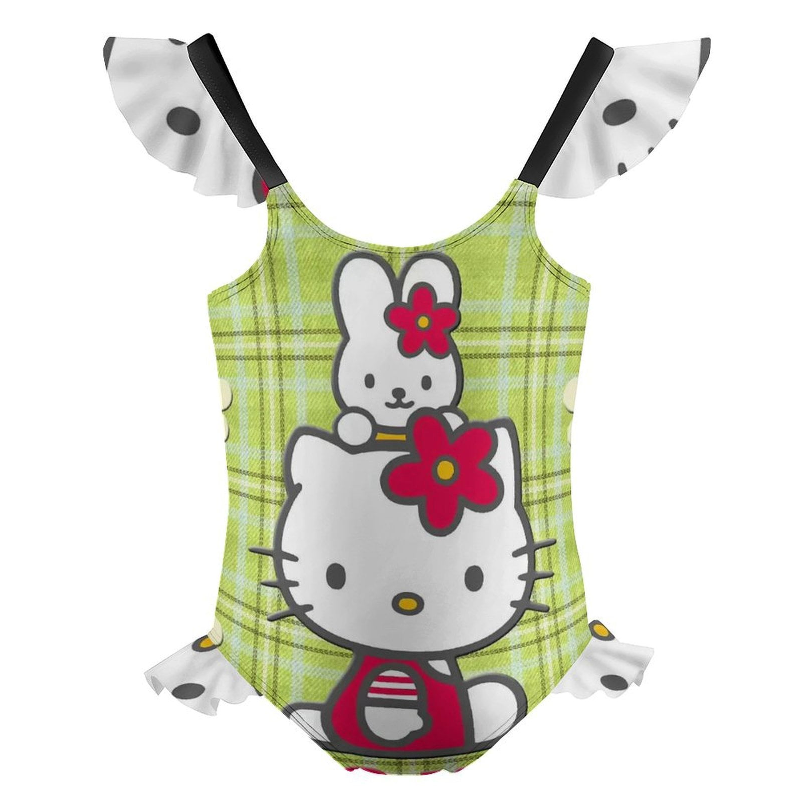 Hello Kitty swimsuit for Girl Cute Teen Girls One Piece Ruffle Trim Bathing Suits Hello Kitty ...