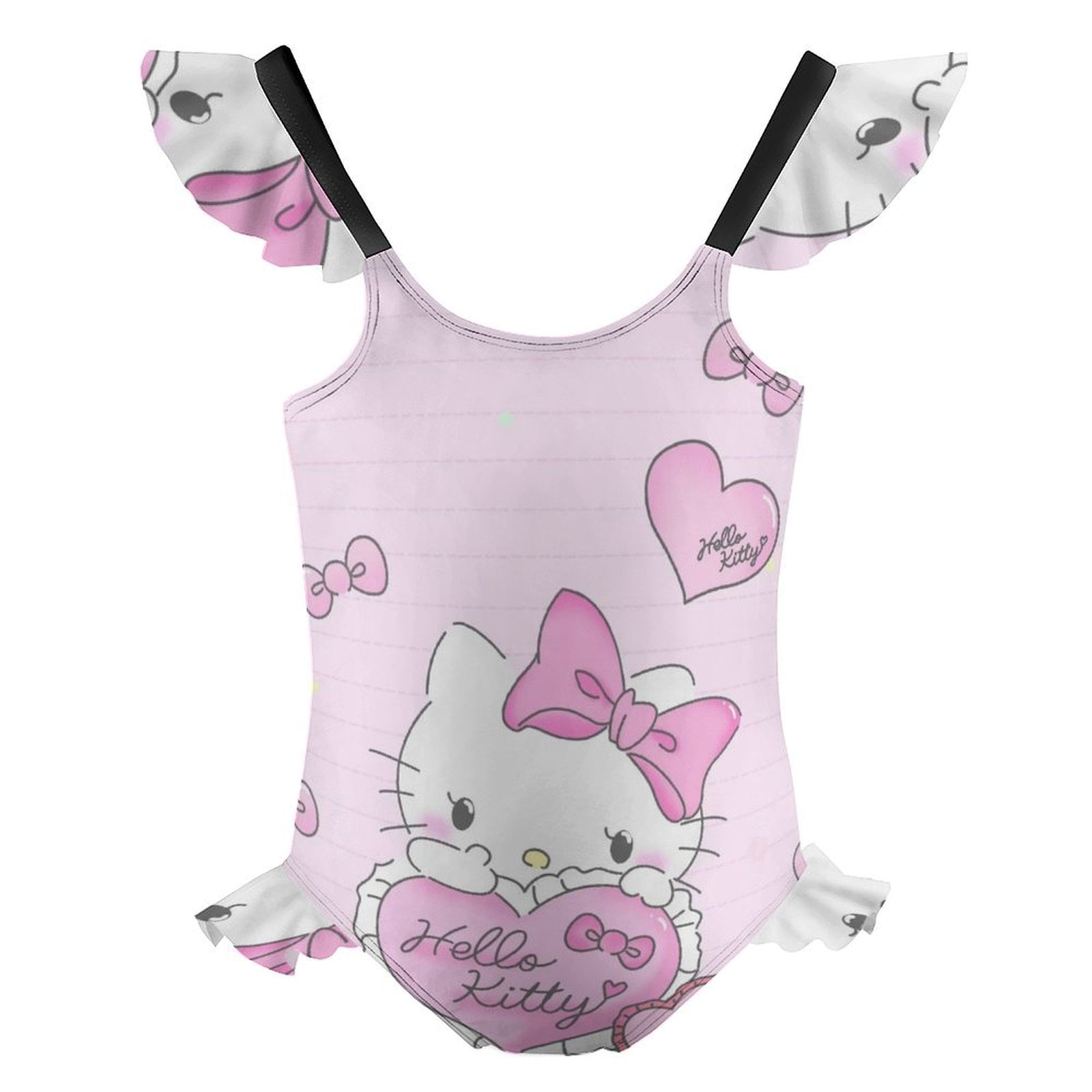 Hello Kitty swimsuit for Girl Cute Teen Girls One Piece Ruffle Trim ...