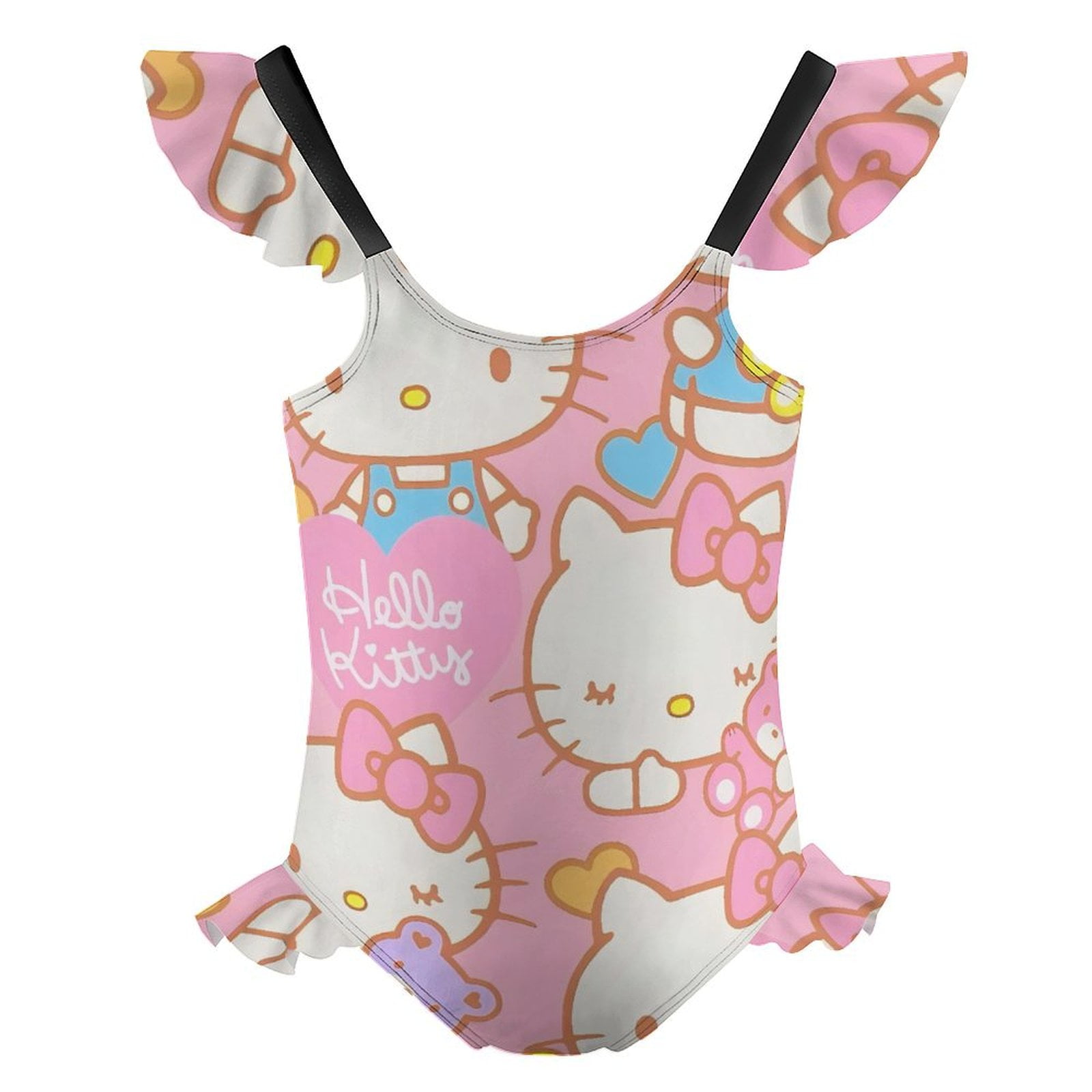 Hello Kitty swimsuit for Girl Cute Teen Girls One Piece Ruffle Trim ...