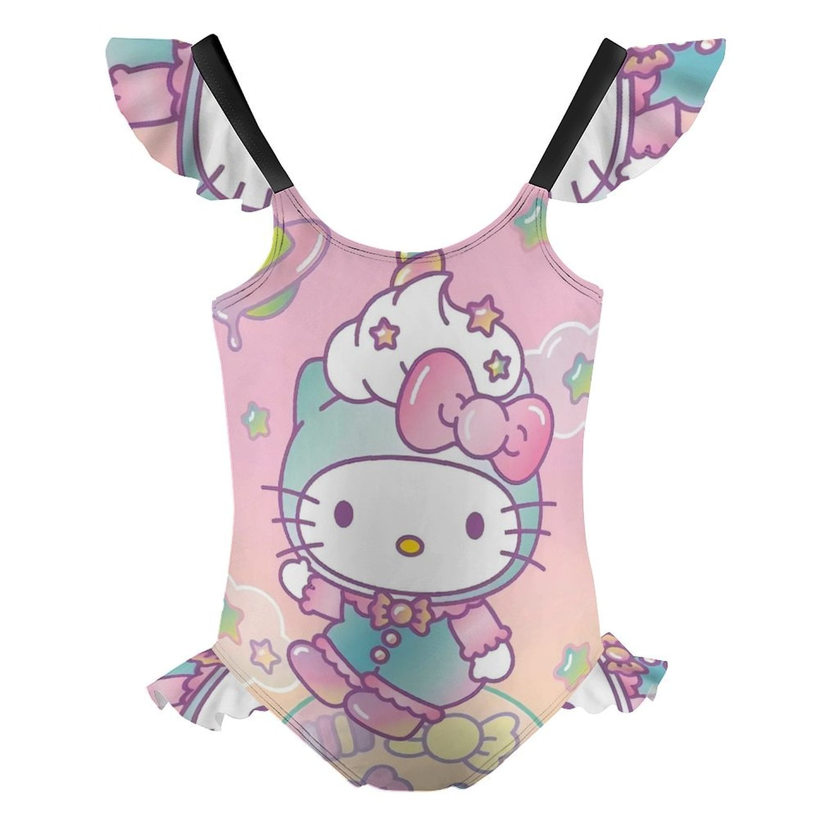 Hello Kitty swimsuit for Girl Cute Teen Girls One Piece Ruffle Trim ...