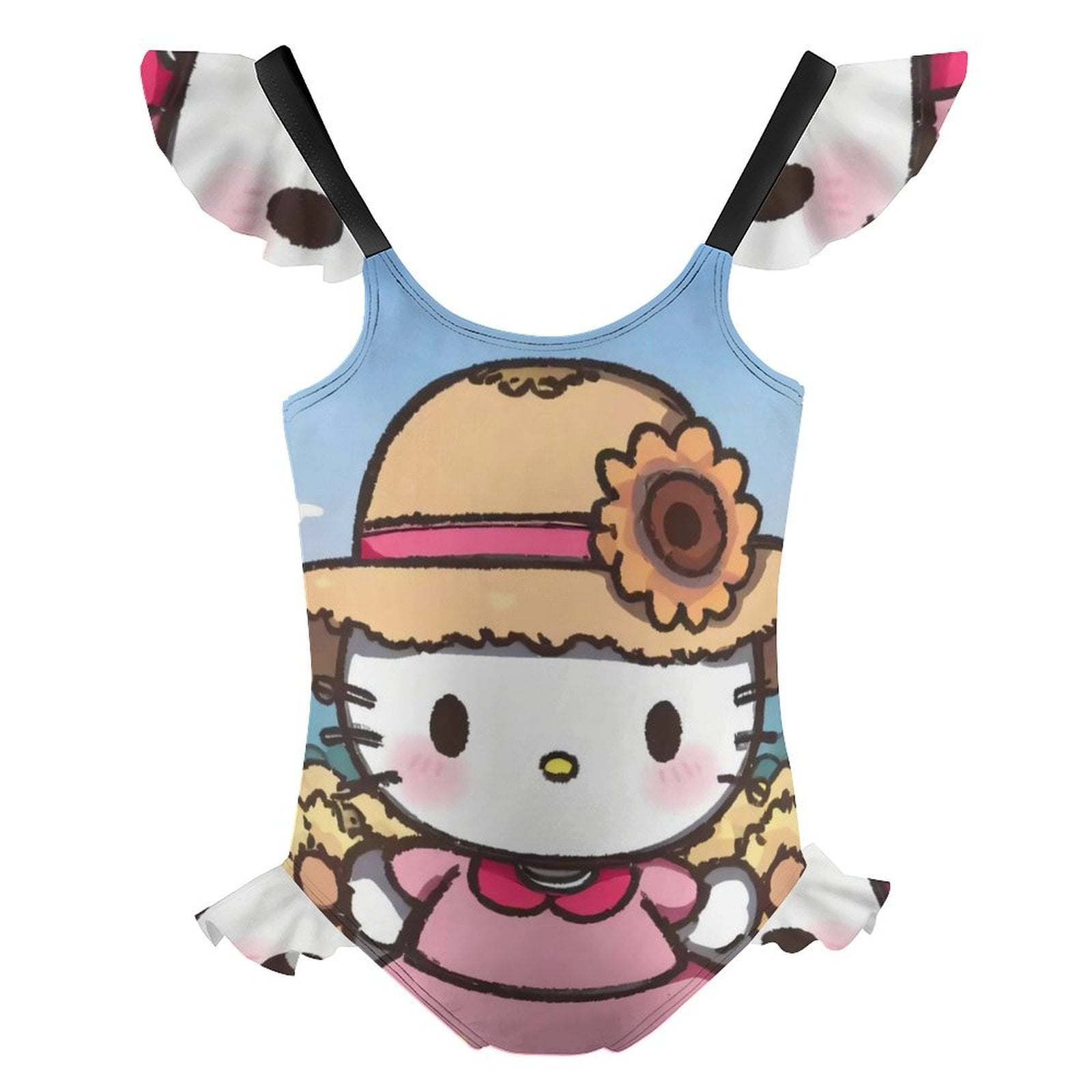Hello Kitty swimsuit for Girl Cute Teen Girls One Piece Ruffle Trim ...