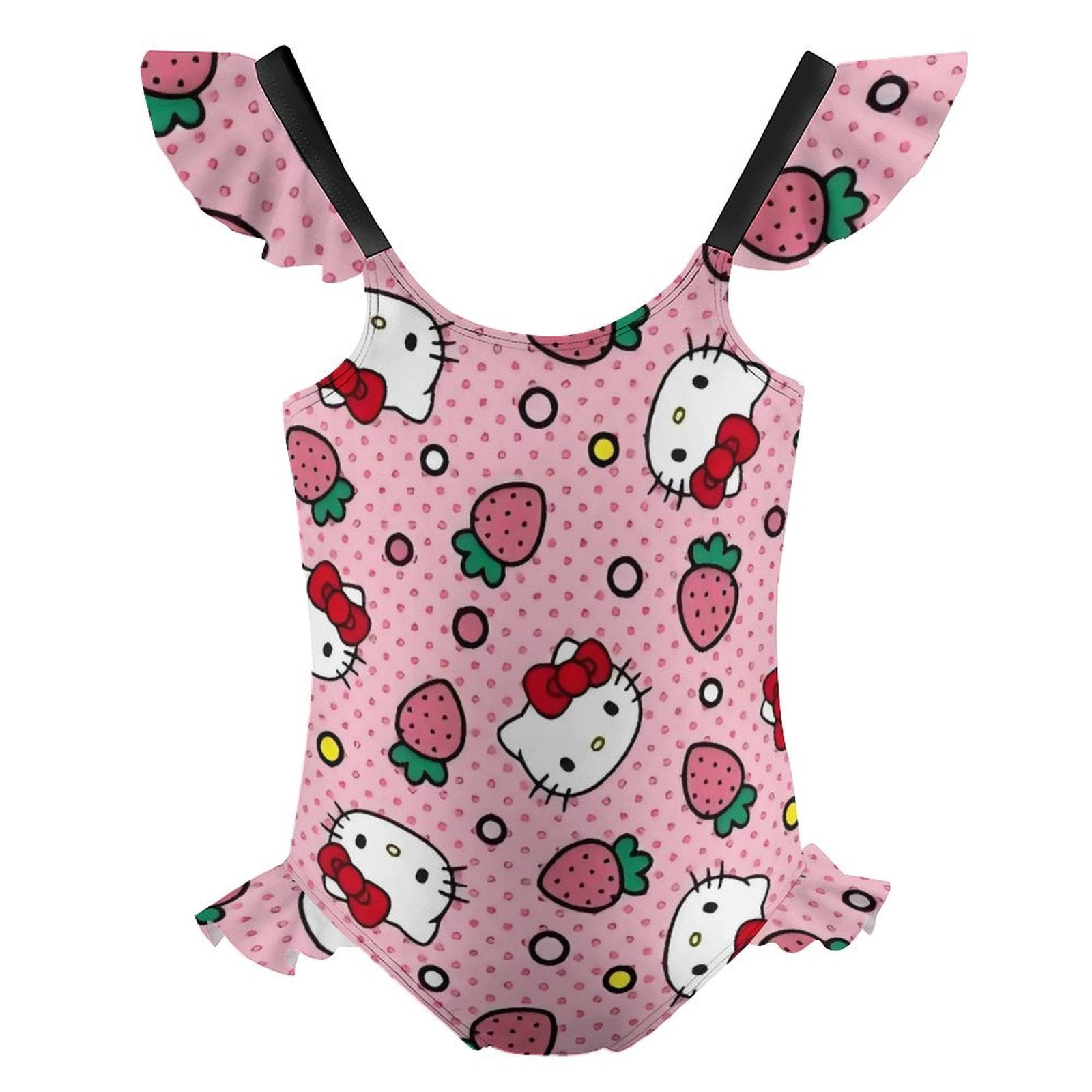 Hello Kitty swimsuit for Girl Cute Teen Girls One Piece Ruffle Trim ...