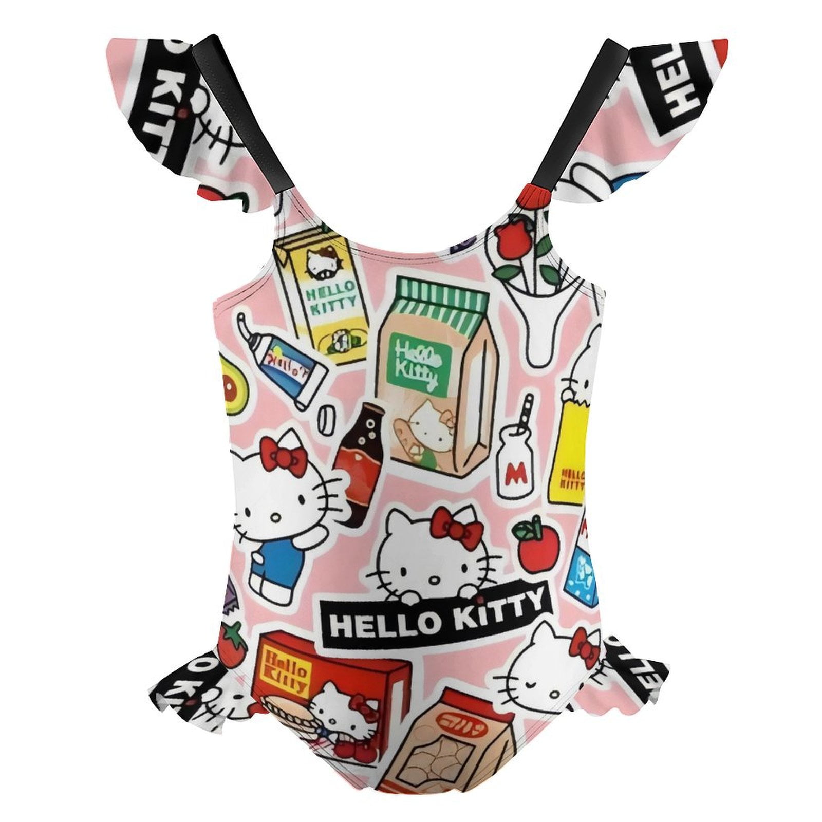 Hello Kitty swimsuit for Girl Cute Teen Girls One Piece Ruffle Trim ...