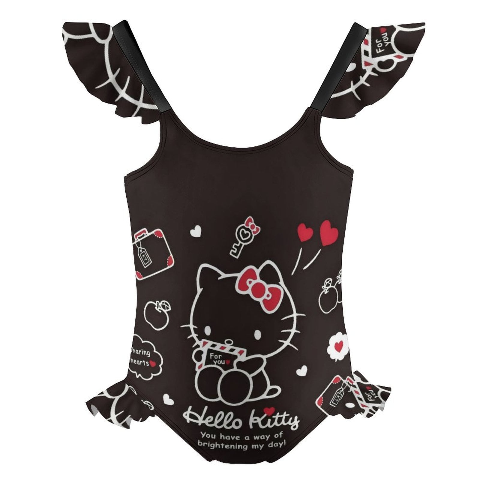 Hello Kitty swimsuit for Girl Cute Teen Girls One Piece Ruffle Trim ...