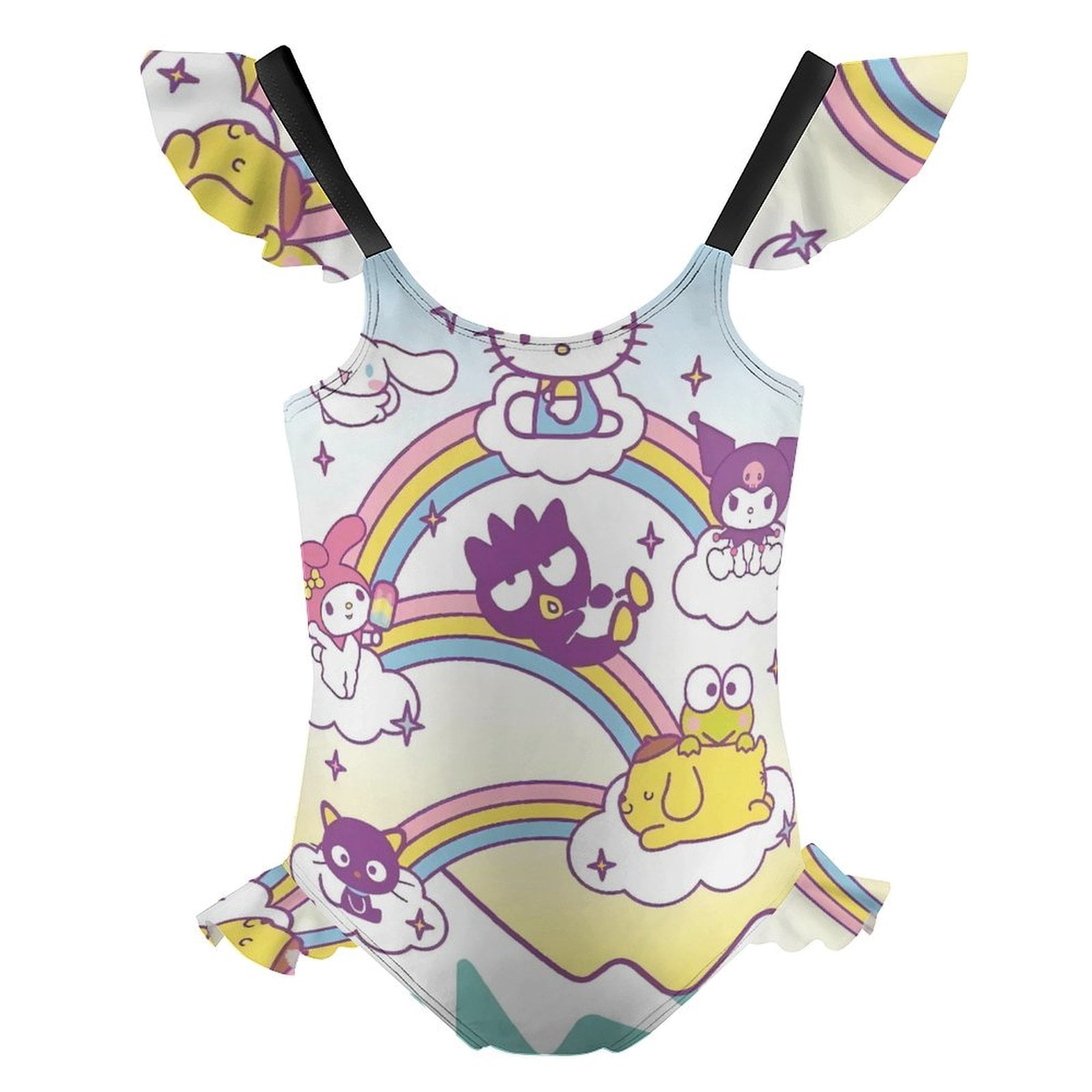 Hello Kitty swimsuit for Girl Cute Teen Girls One Piece Ruffle Trim ...