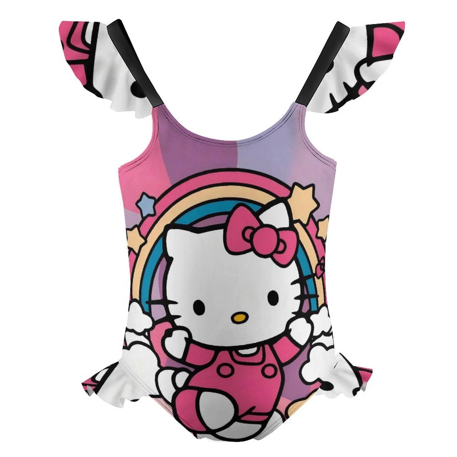 Hello Kitty swimsuit for Girl Cute Teen Girls One Piece Ruffle Trim Bathing Suits Hello Kitty ...