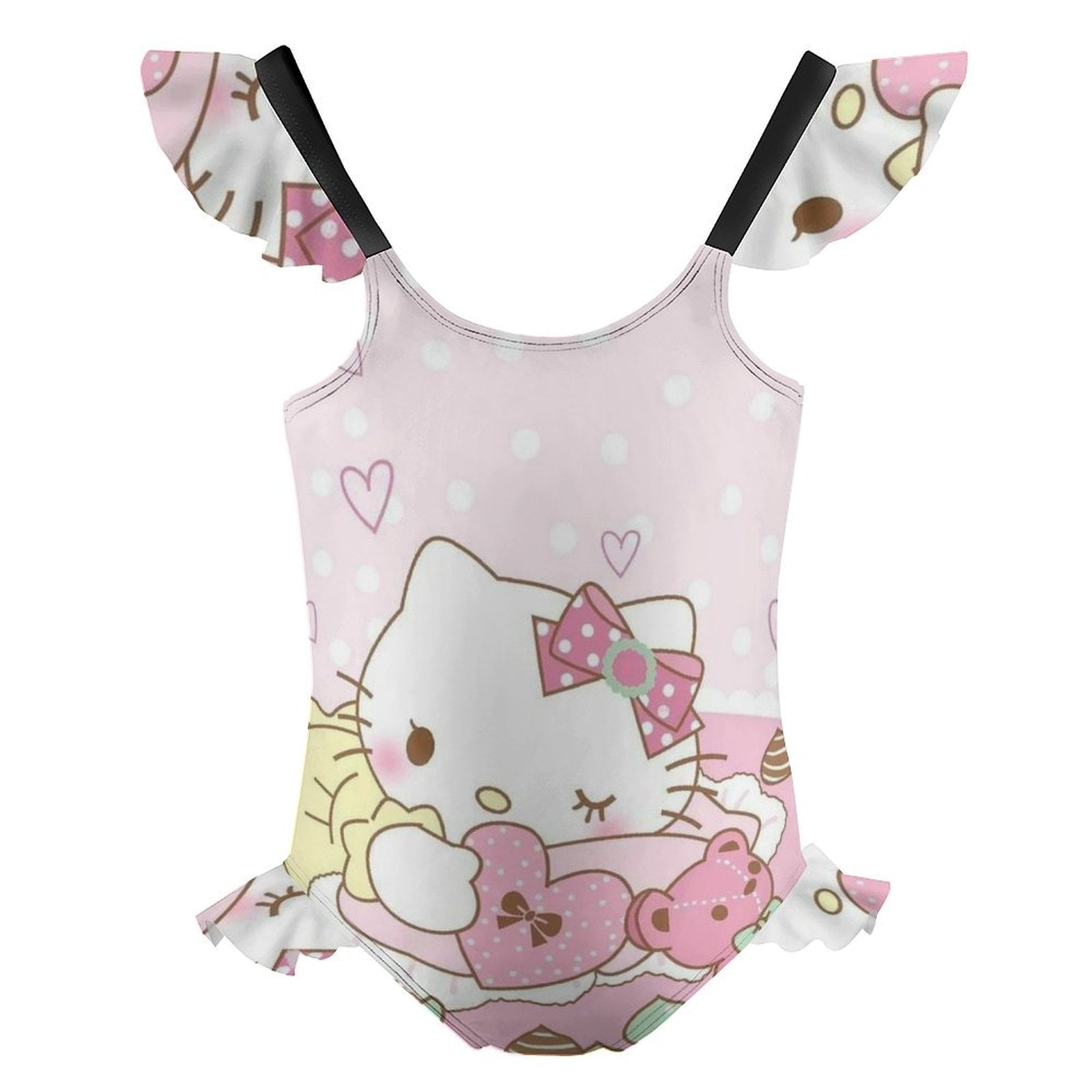 Hello Kitty swimsuit for Girl Cute Teen Girls One Piece Ruffle Trim ...