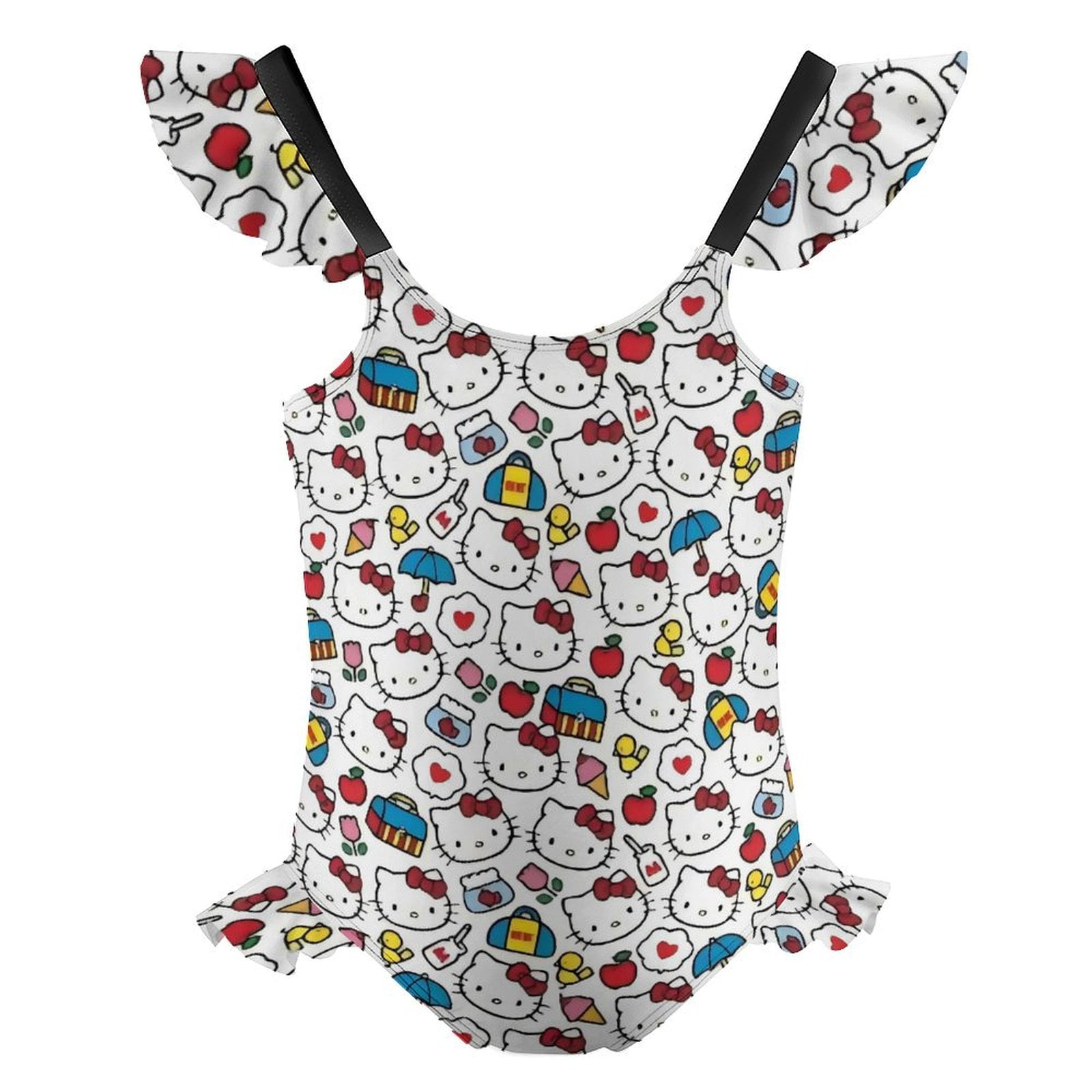 Hello Kitty swimsuit for Girl Cute Teen Girls One Piece Ruffle Trim ...