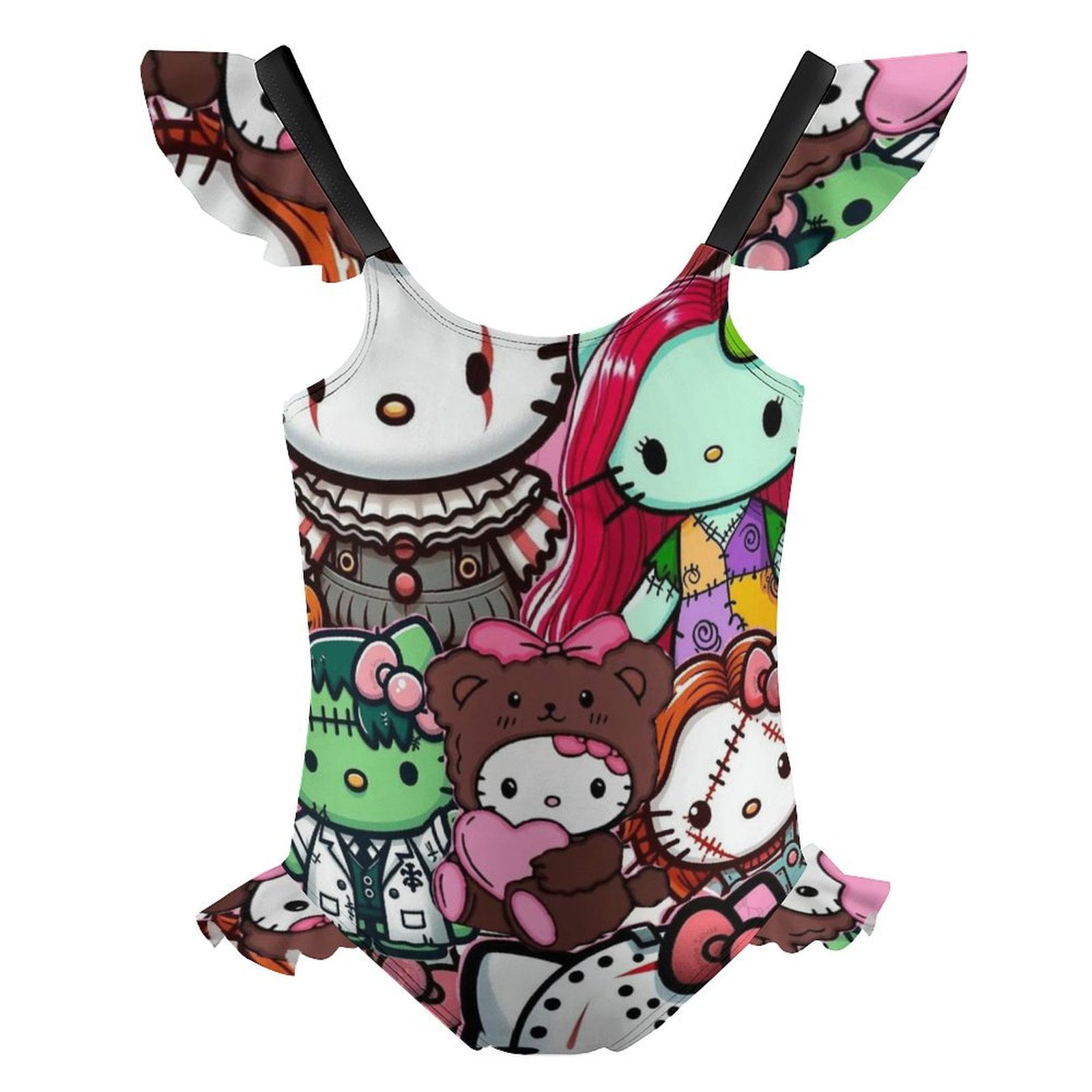 Hello Kitty swimsuit for Girl Cute Teen Girls One Piece Ruffle Trim Bathing Suits Hello Kitty ...