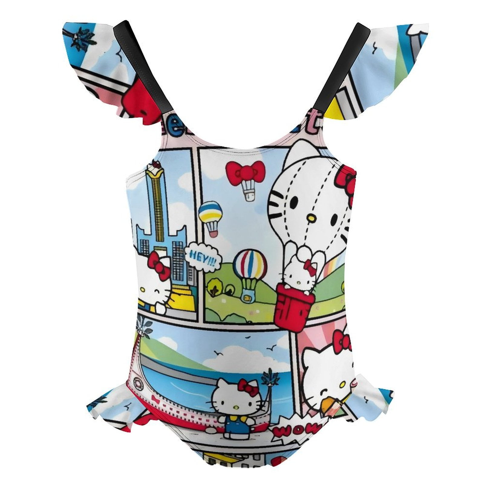 Hello Kitty swimsuit for Girl Cute Teen Girls One Piece Ruffle Trim ...