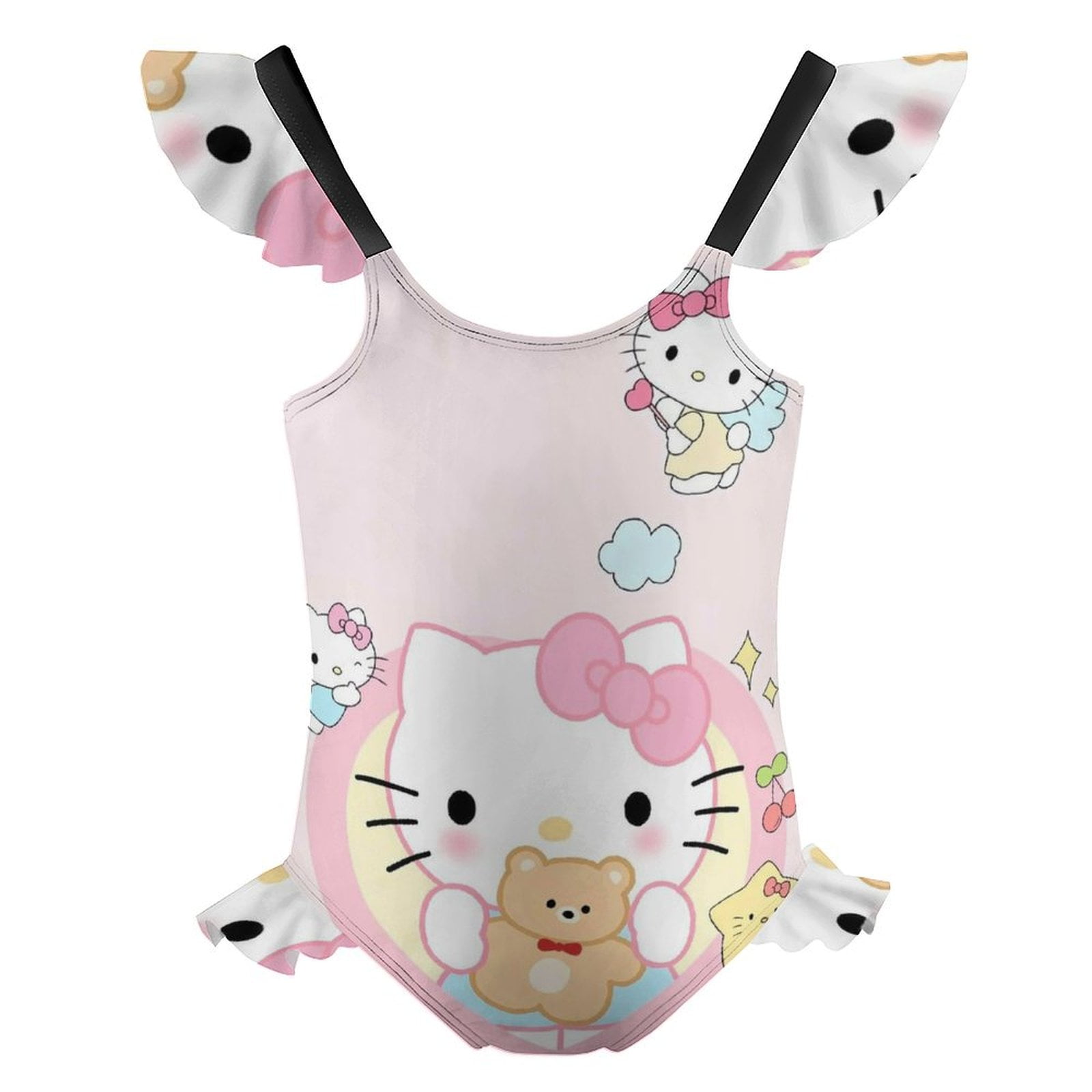 Hello Kitty swimsuit for Girl Cute Teen Girls One Piece Ruffle Trim ...