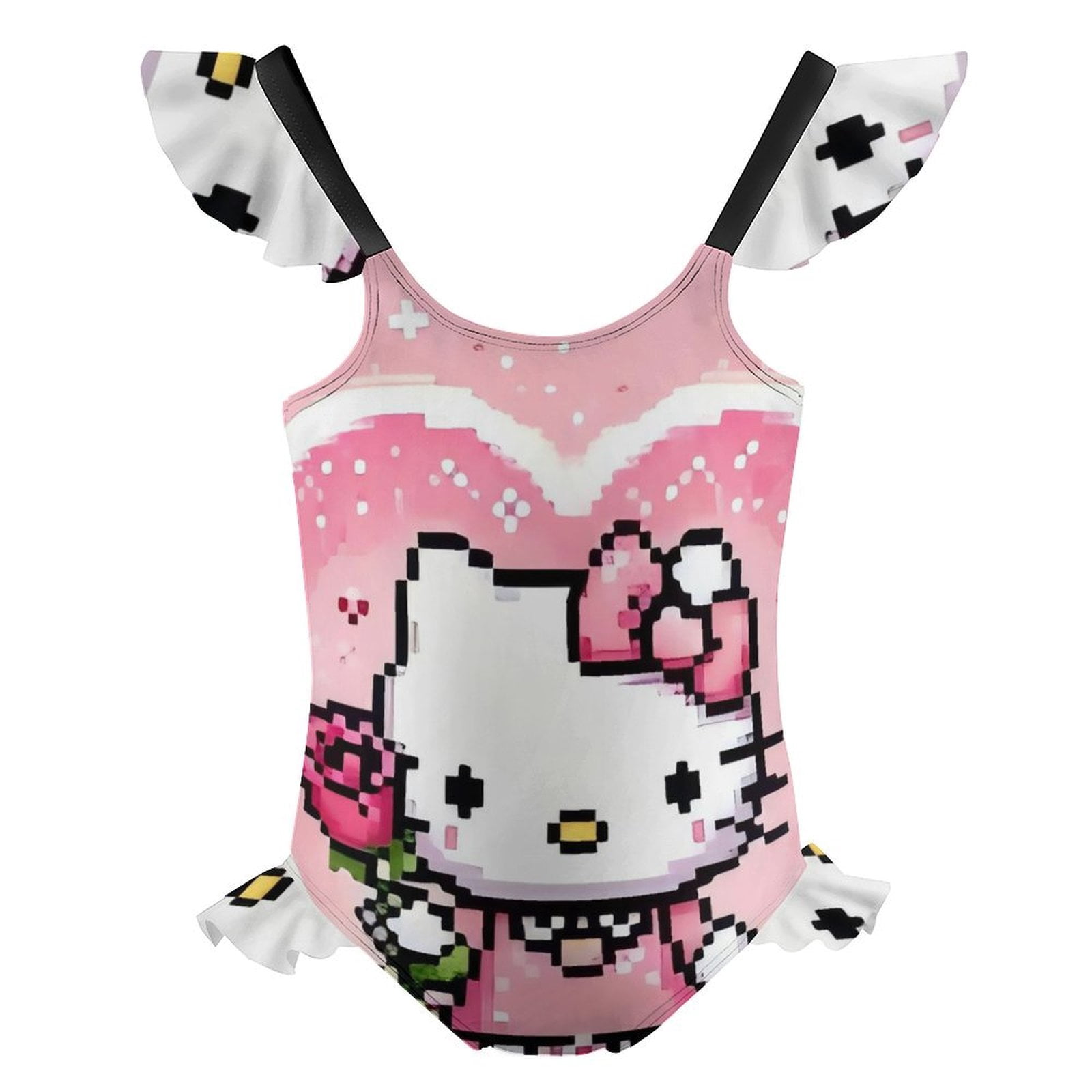 Hello Kitty swimsuit for Girl Cute Teen Girls One Piece Ruffle Trim ...