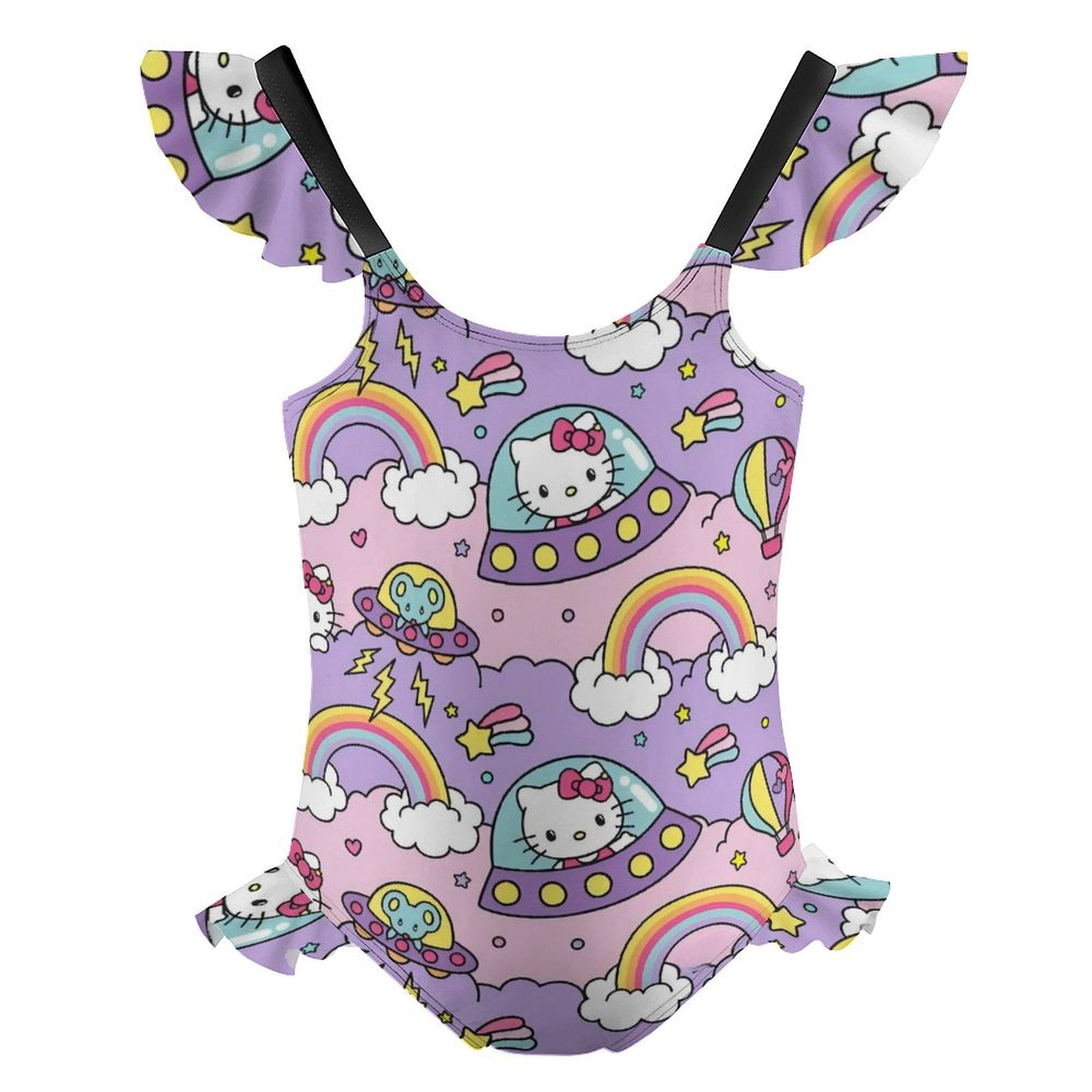 Hello Kitty swimsuit for Girl Cute Teen Girls One Piece Ruffle Trim ...