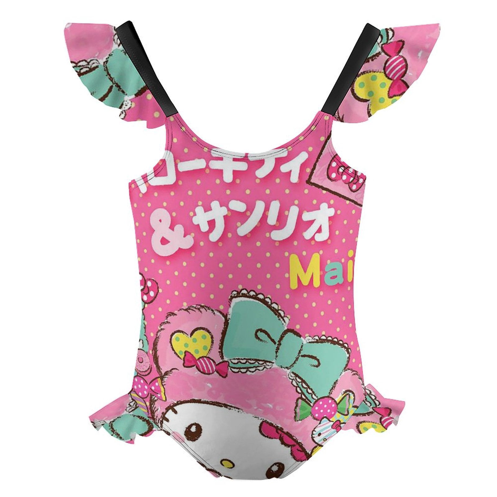 Hello Kitty swimsuit for Girl Cute Teen Girls One Piece Ruffle Trim ...