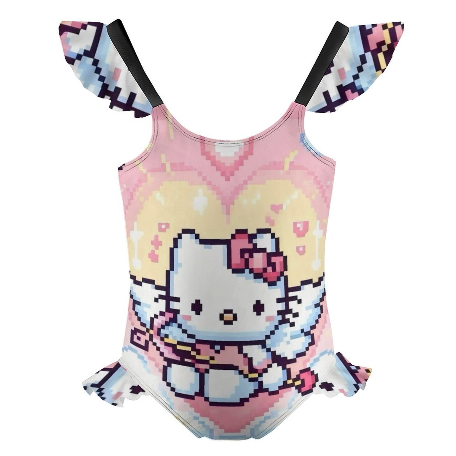 Hello Kitty swimsuit for Girl Cute Teen Girls One Piece Ruffle Trim ...