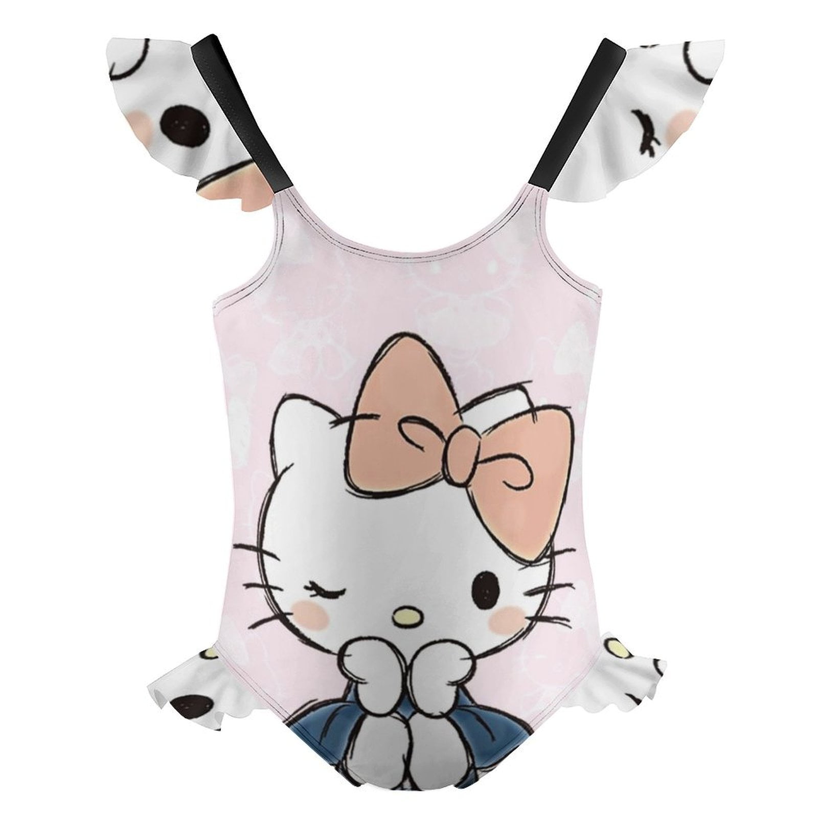 Hello Kitty swimsuit for Girl Cute Teen Girls One Piece Ruffle Trim ...