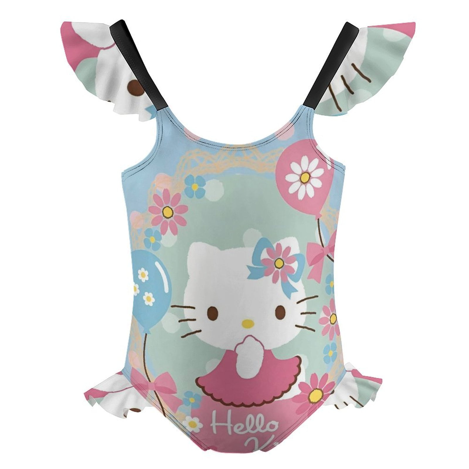 Hello Kitty swimsuit for Girl Cute Teen Girls One Piece Ruffle Trim ...