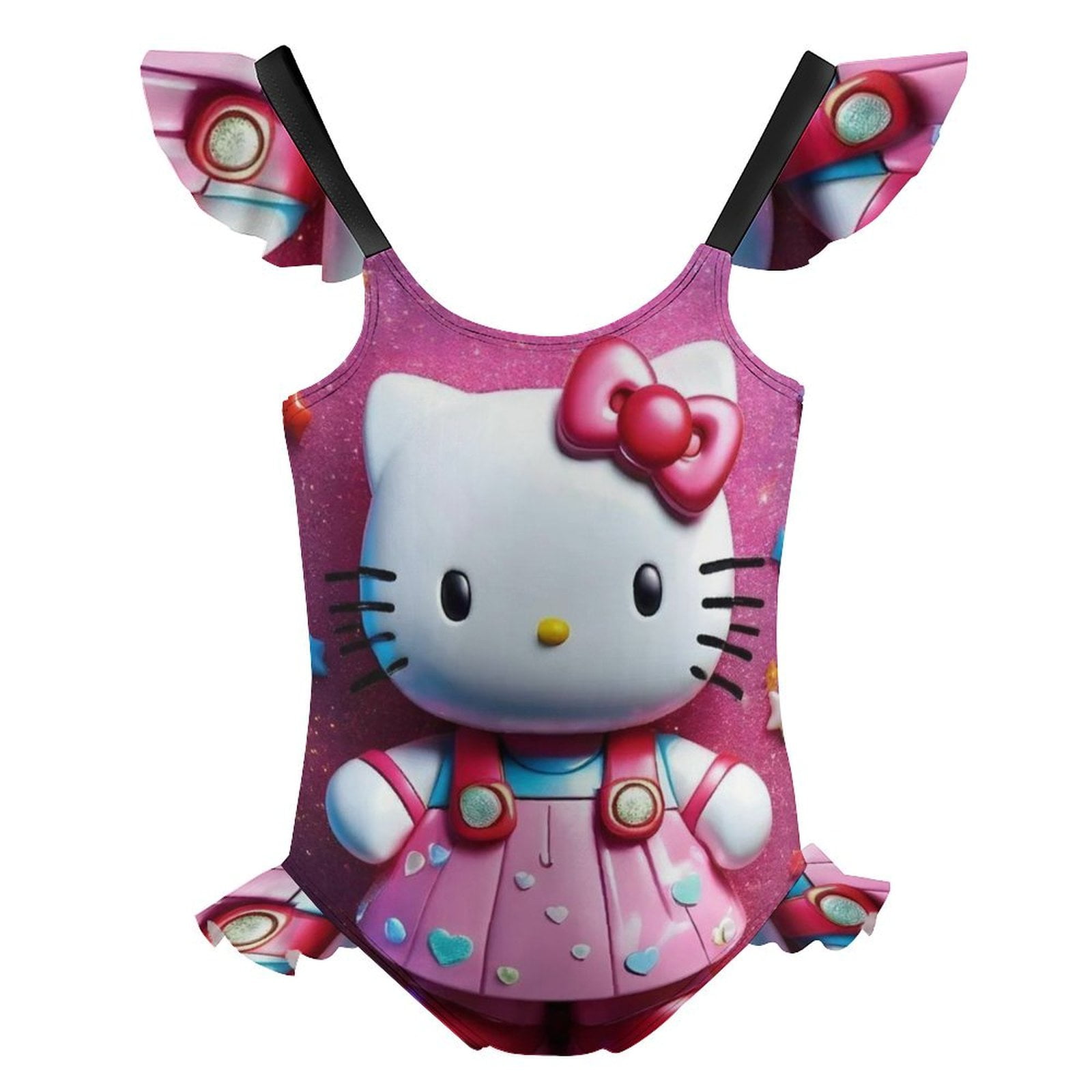 Hello Kitty swimsuit for Girl Cute Teen Girls One Piece Ruffle Trim ...