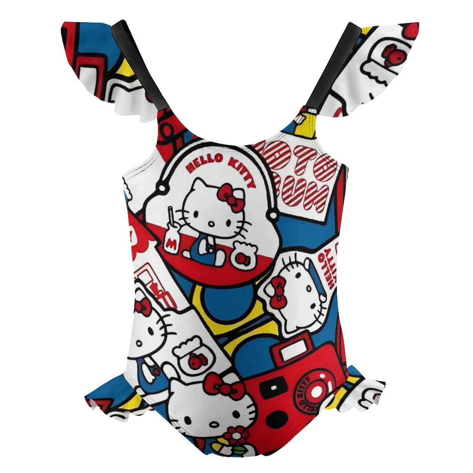 Hello Kitty swimsuit for Girl Cute Teen Girls One Piece Ruffle Trim ...