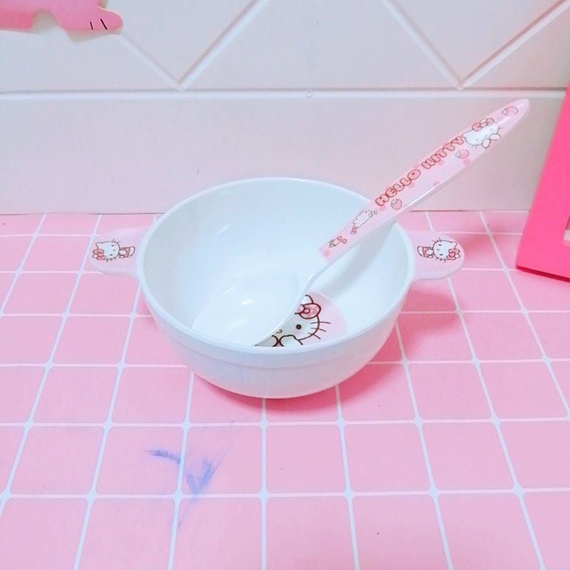 Hello Kitty tableware three-piece set food spoon children‘s meal plate ...