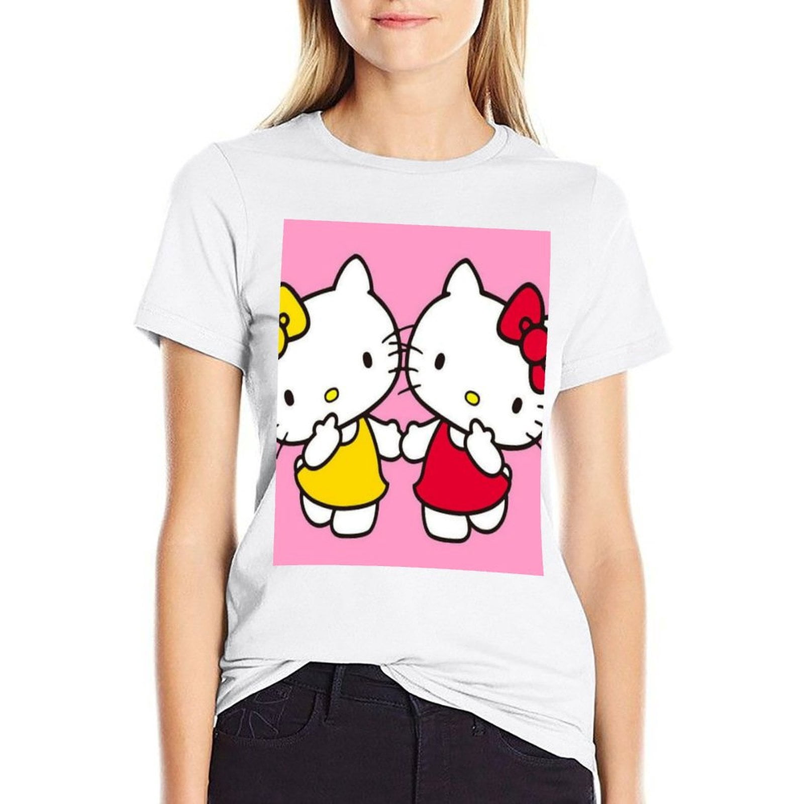 Hello Kitty take a walk Crew Neck Shirt T-Shirt - Walmart.com