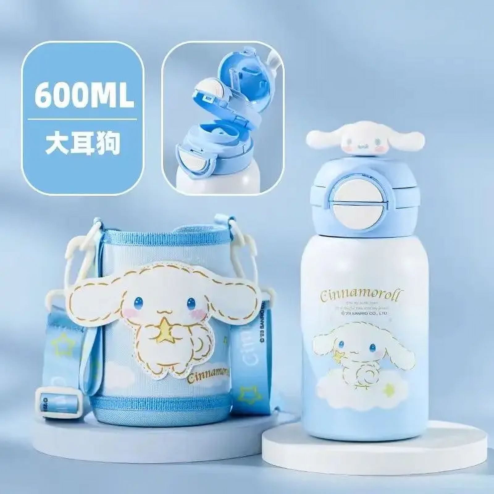 Hello Kitty thermos cup double drinking bottle 316 stainless steel cute straw cup lid crossbody ...