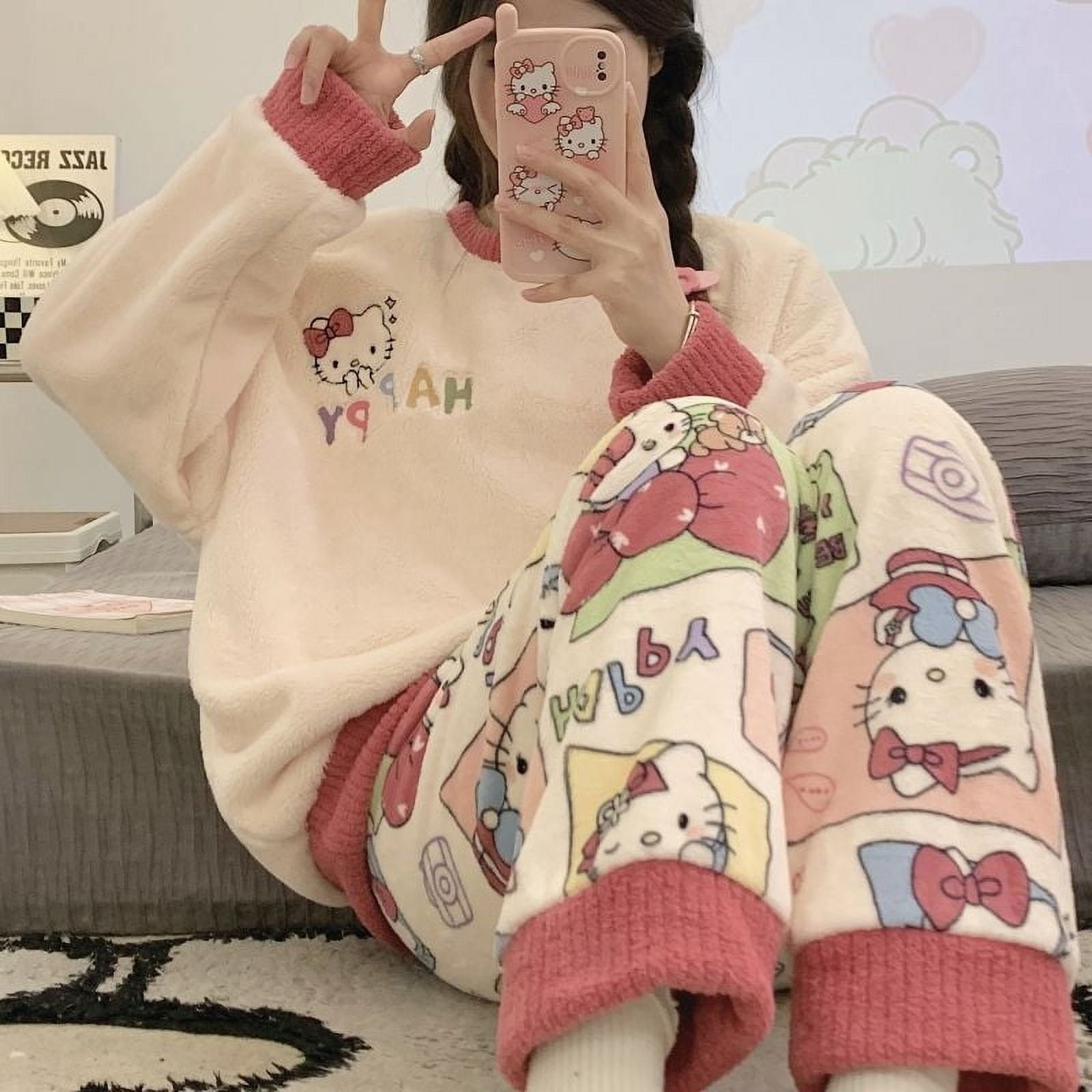 Hello Kitty winter plus velvet warm pajamas Cinnamoroll Roll long ...