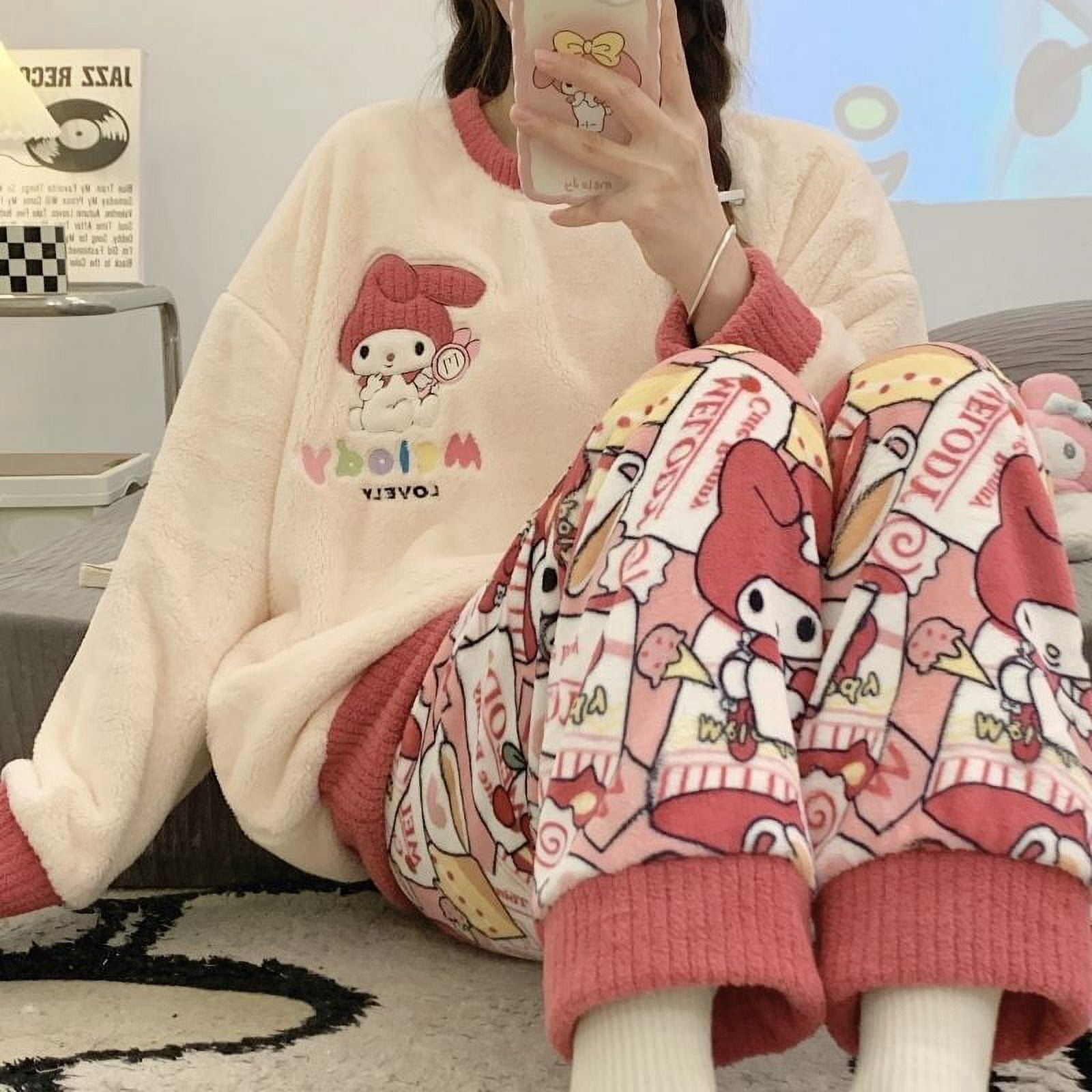 Hello Kitty winter plus velvet warm pajamas Cinnamoroll Roll student ...