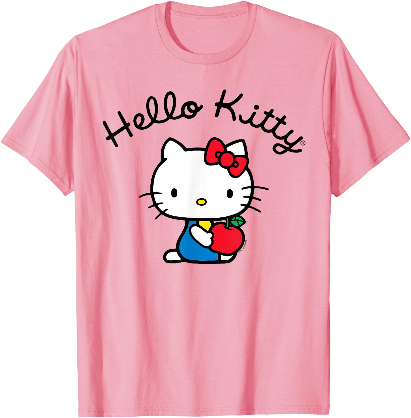 Hello Kitty with Apple Retro Logo DTG Print Unisex T-Shirt,Light Pink ...