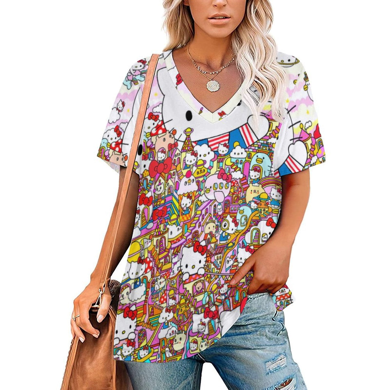 Hello Kitty women's V Neck short sleeve tee shirt 4XL - Walmart.com