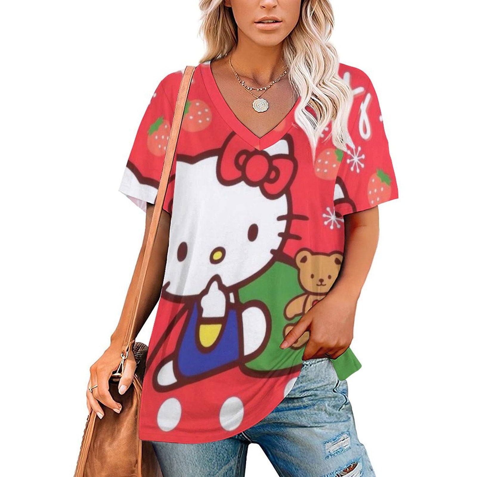 Hello Kitty women's V Neck short sleeve tee shirt 5XL - Walmart.com