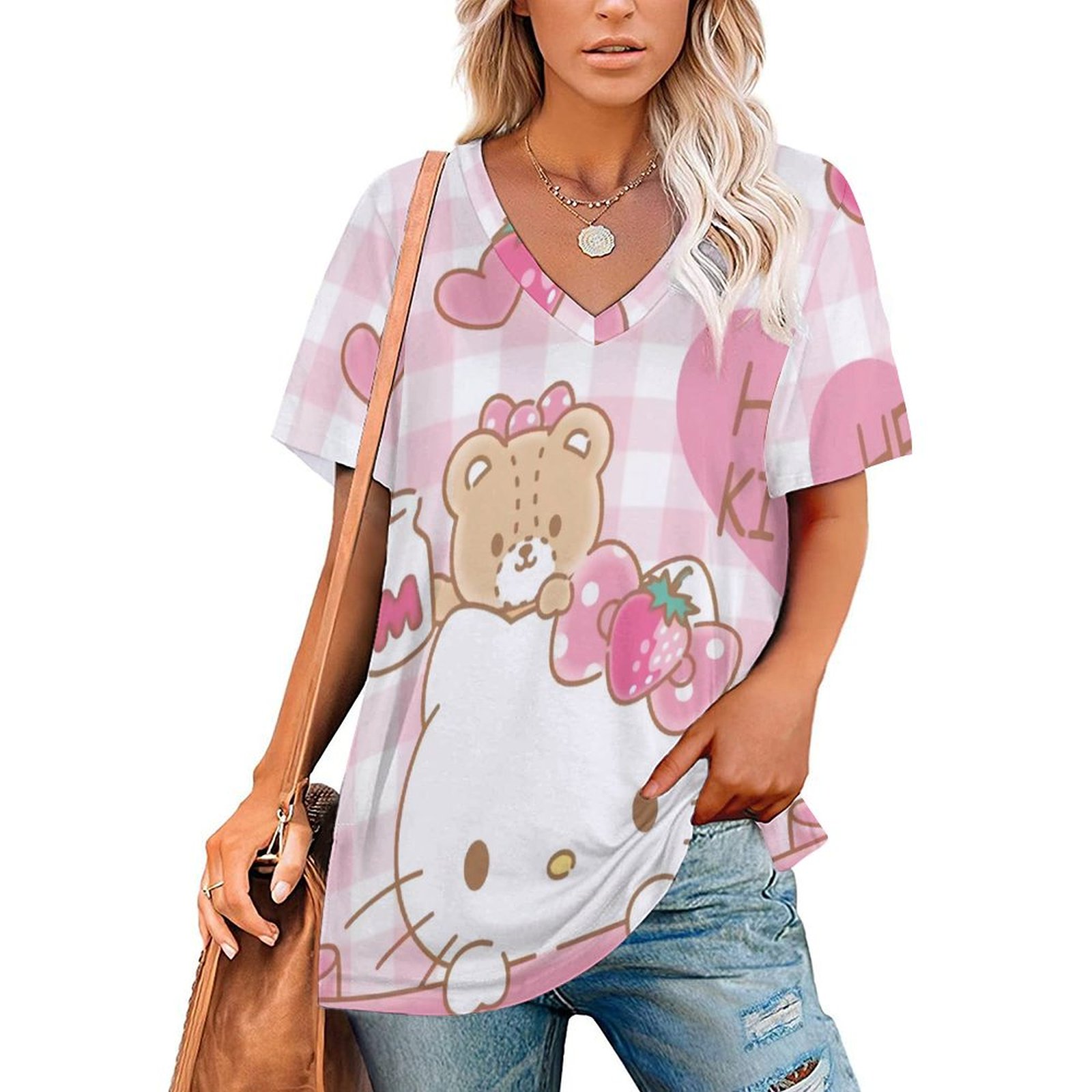Hello Kitty women's V Neck short sleeve tee shirt M - Walmart.com