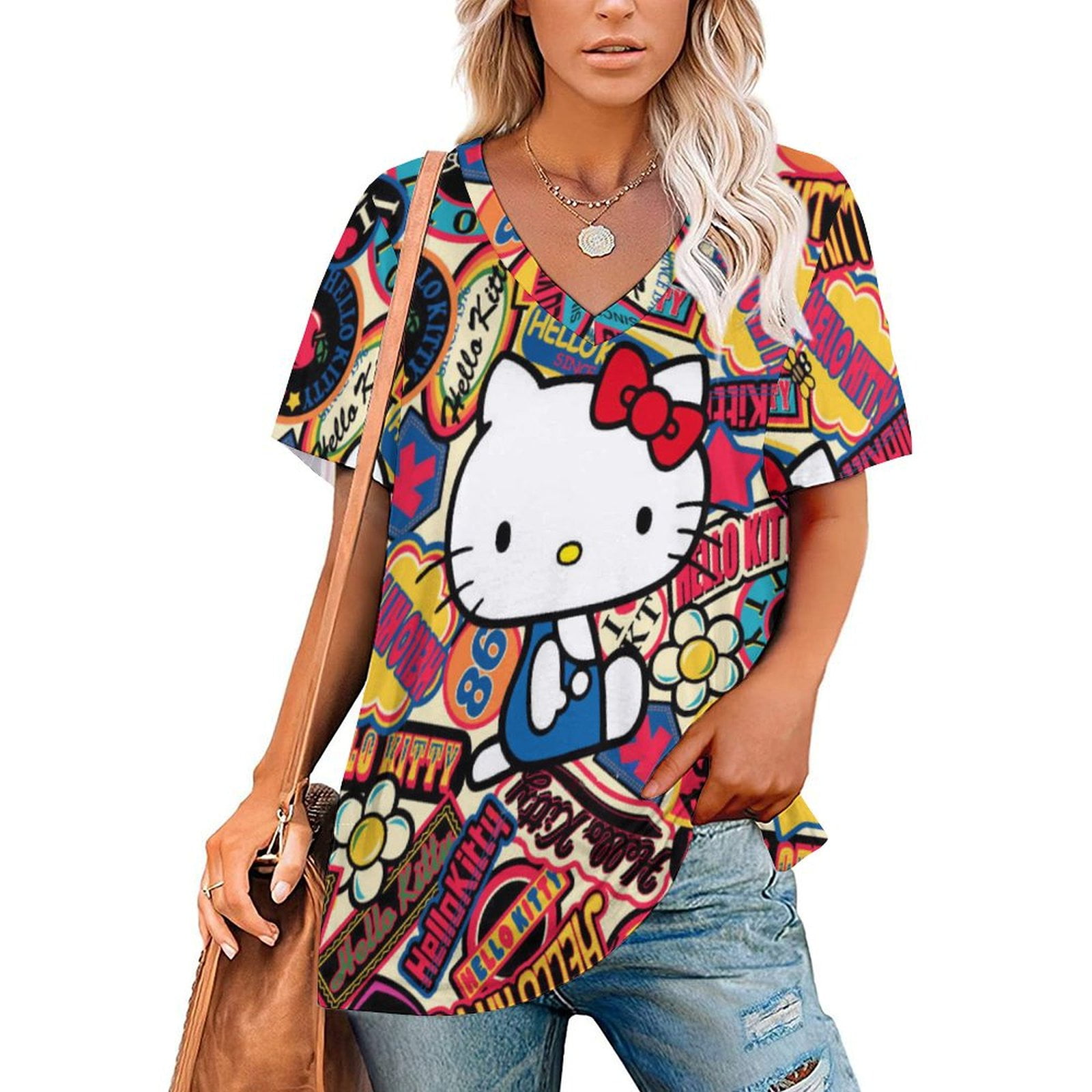 Hello Kitty women's V Neck short sleeve tee shirt M - Walmart.com