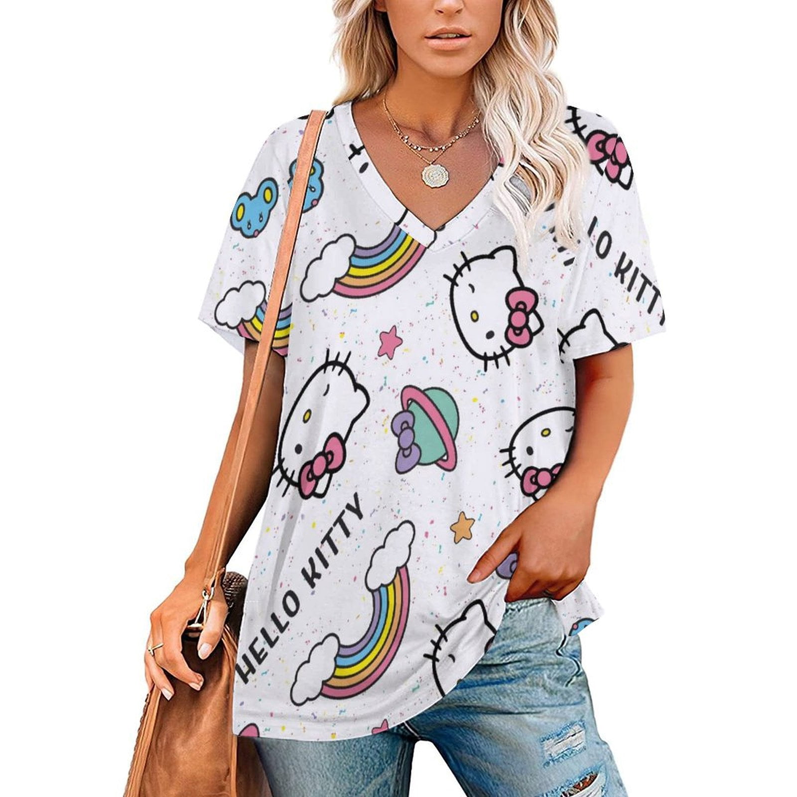 Hello Kitty women's V Neck short sleeve tee shirt S - Walmart.com