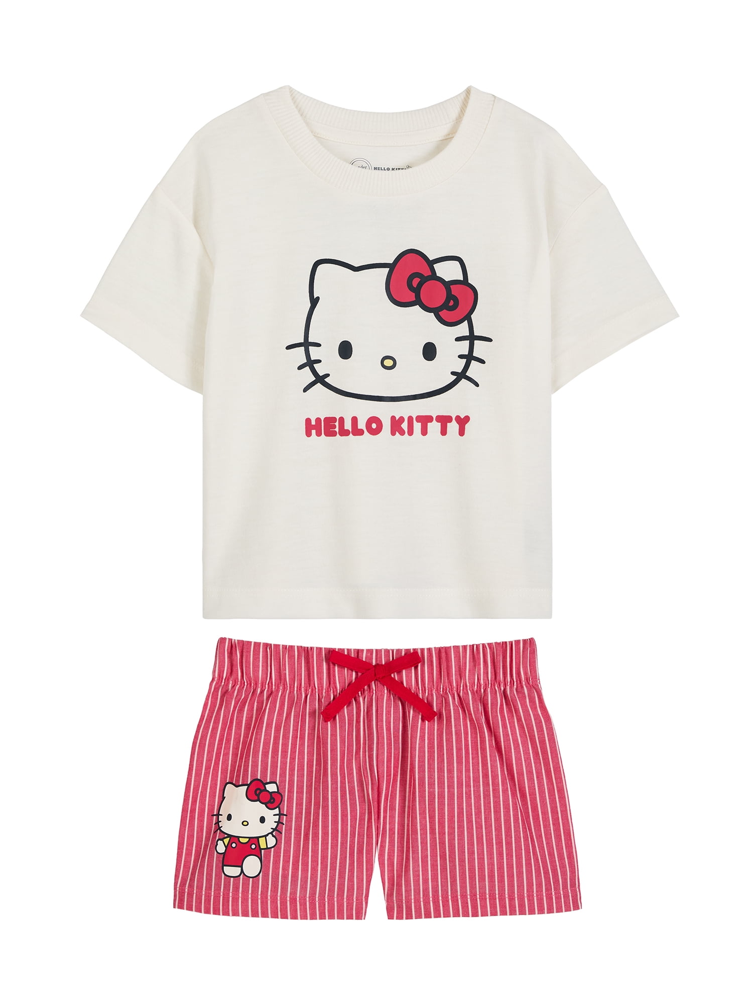 Hello Kitty x Wonder Nation Girls Short Sleeve Pajama Top and Short ...