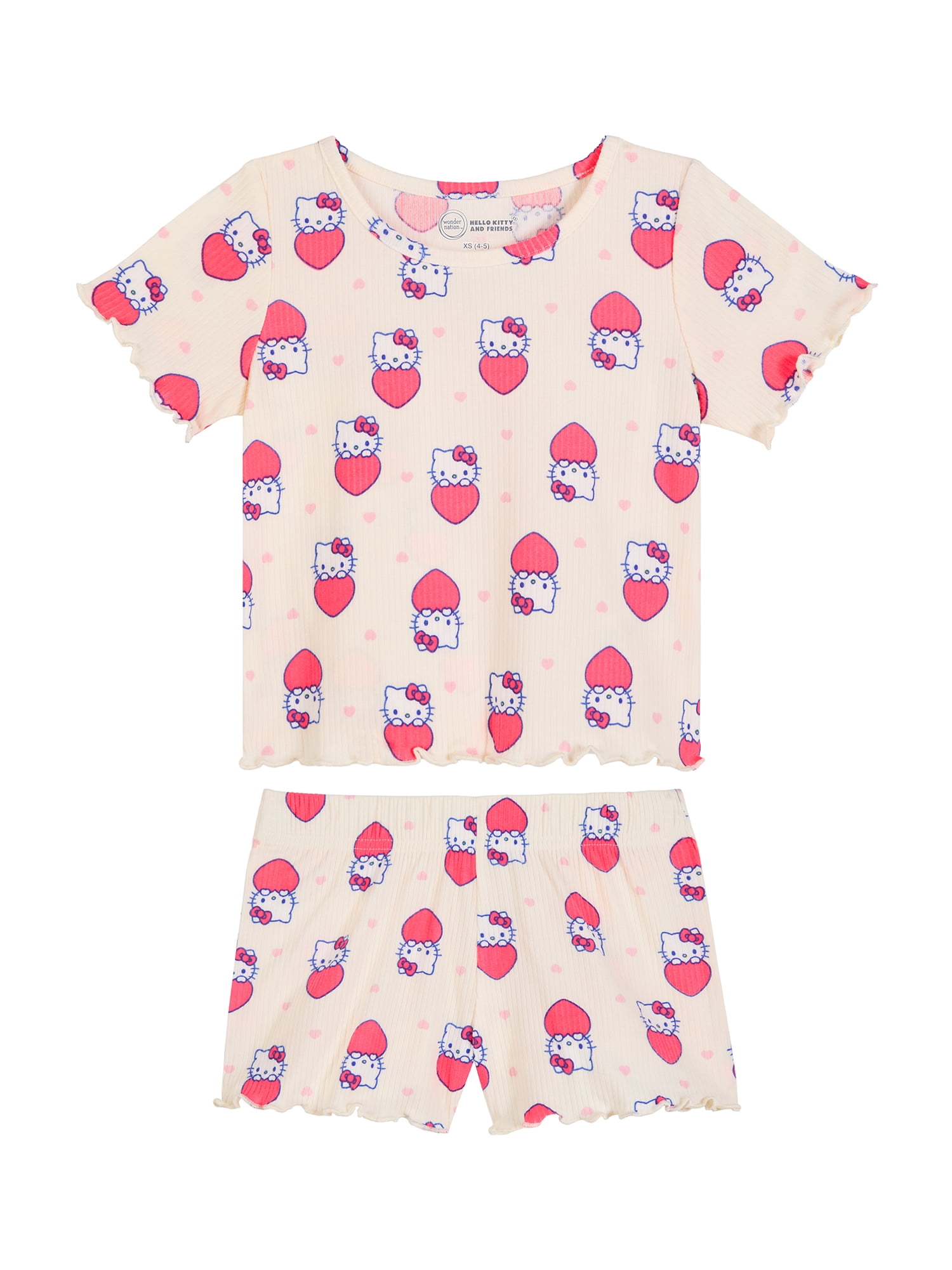 Hello Kitty x Wonder Nation Girls Short Sleeve Pajama Top and Short ...