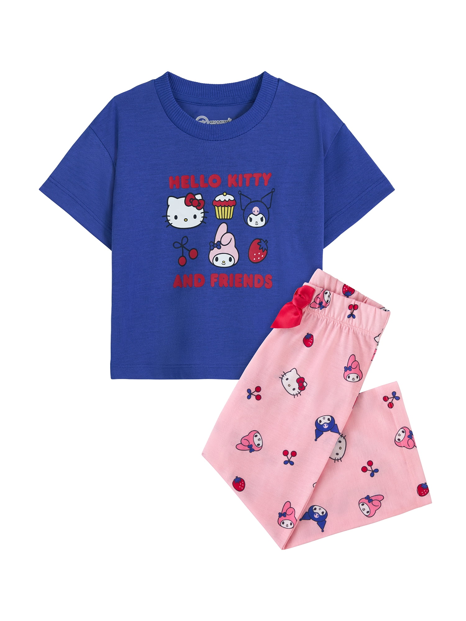 Hello Kitty x Wonder Nation Girls Short Sleeve Top and Sleep Pants ...