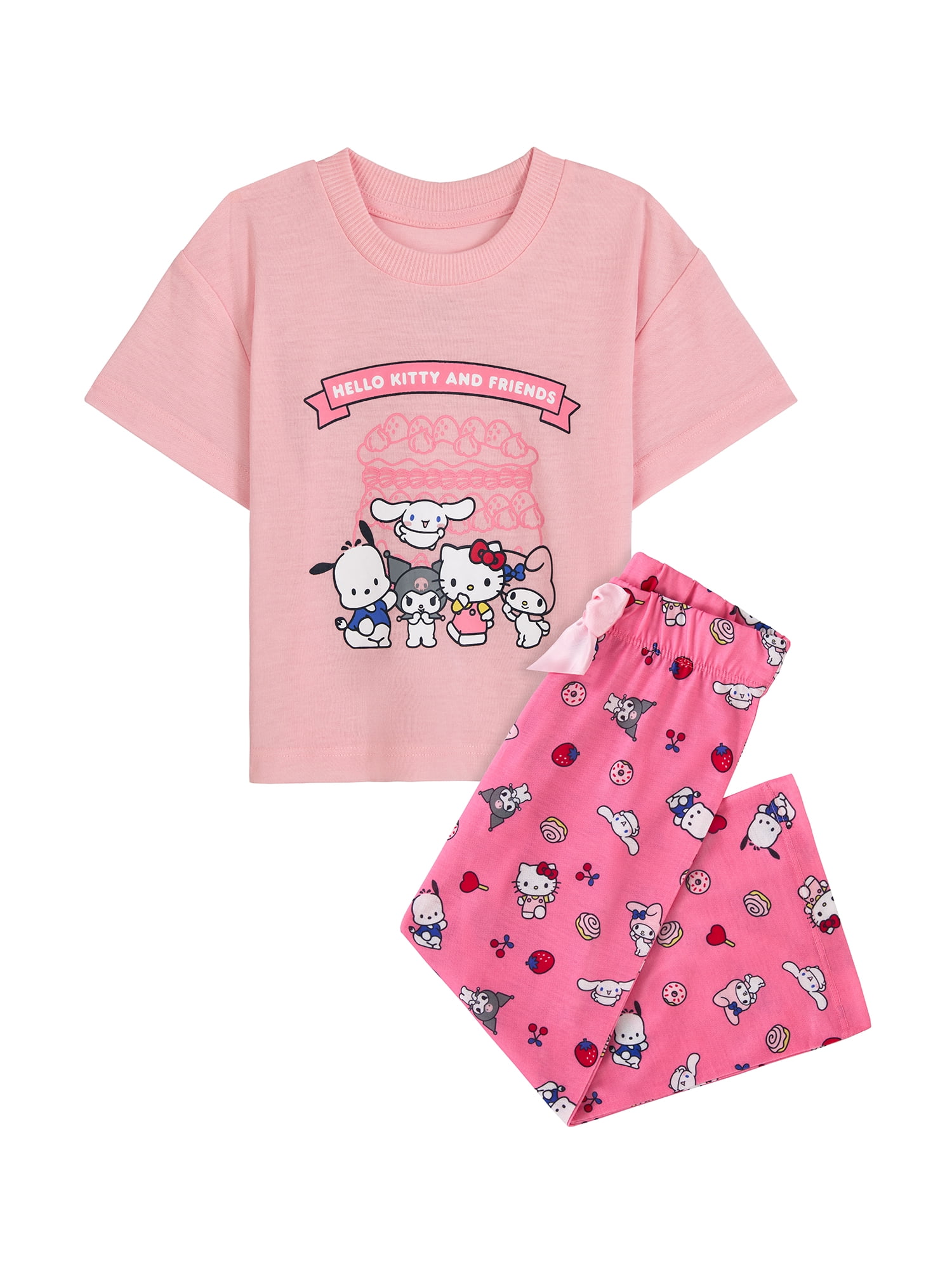 Hello Kitty x Wonder Nation Girls Short Sleeve Top and Sleep Pants ...